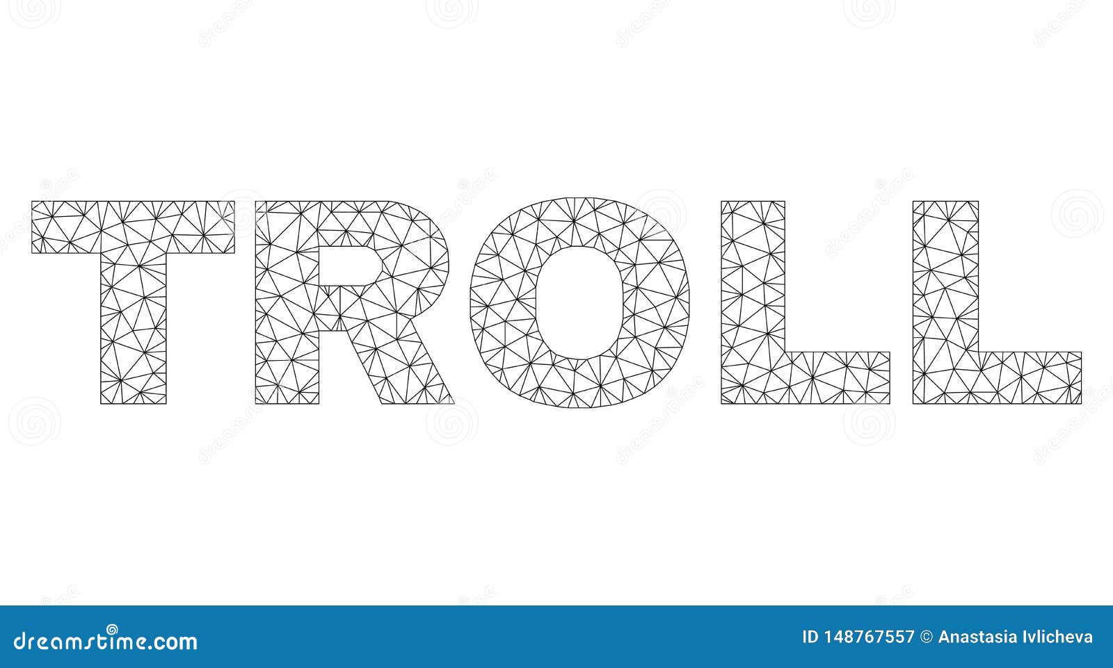 Polygonal Mesh TROLL Text Caption Stock Vector - Illustration of ...