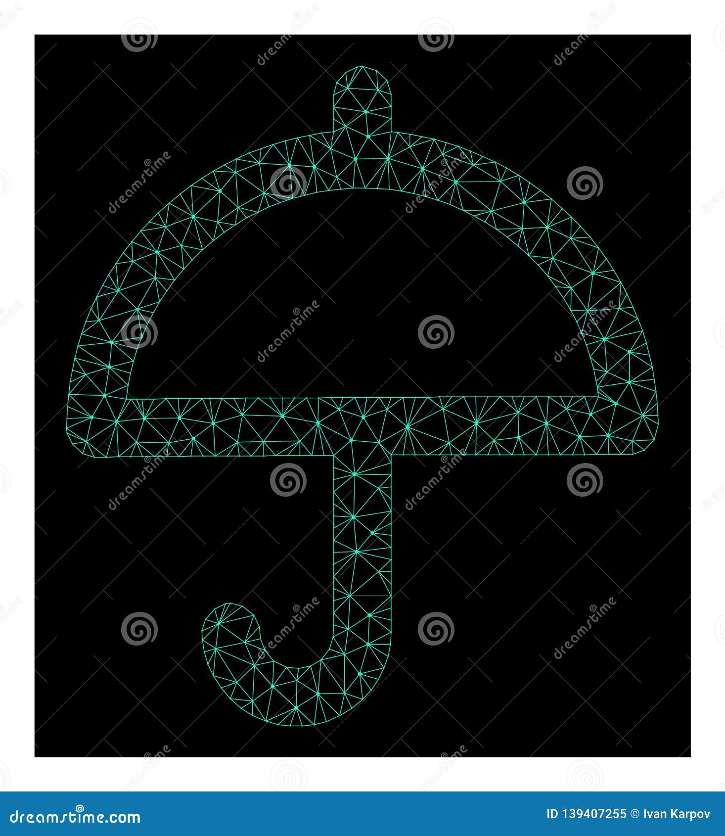 Mesh Umbrella in Polygonal Wire Frame Vector Style Stock Vector ...