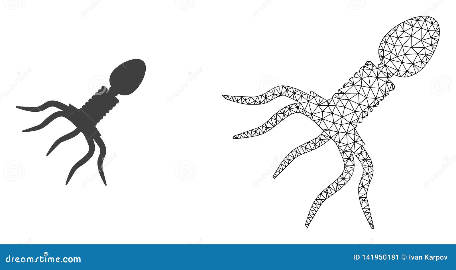 Vector 2D Mesh Virus Structure and Flat Icon Stock Vector ...