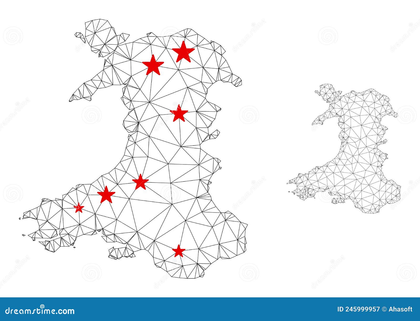 Vector Map Of Wales. High Detailed Country Map With Division, Cities ...