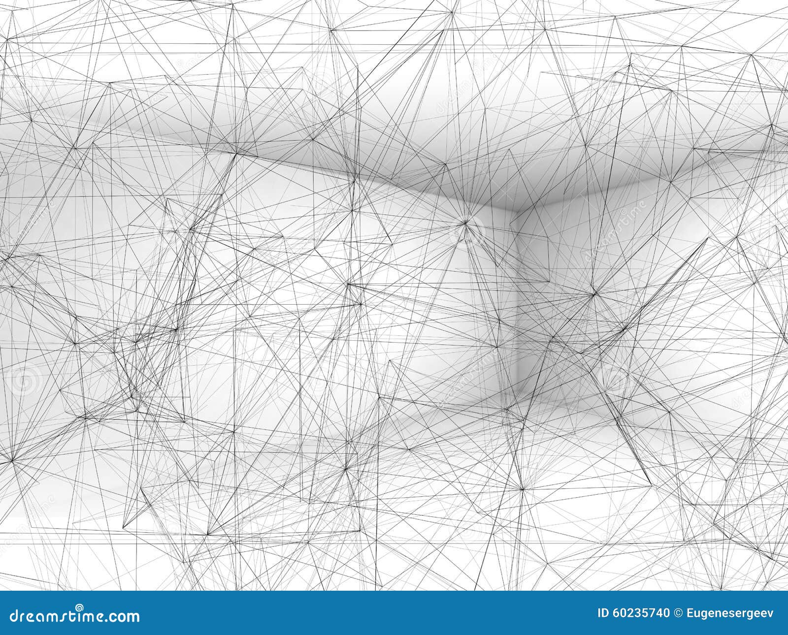 Polygonal Mesh in White Empty Room Interior, 3d Stock Illustration ...