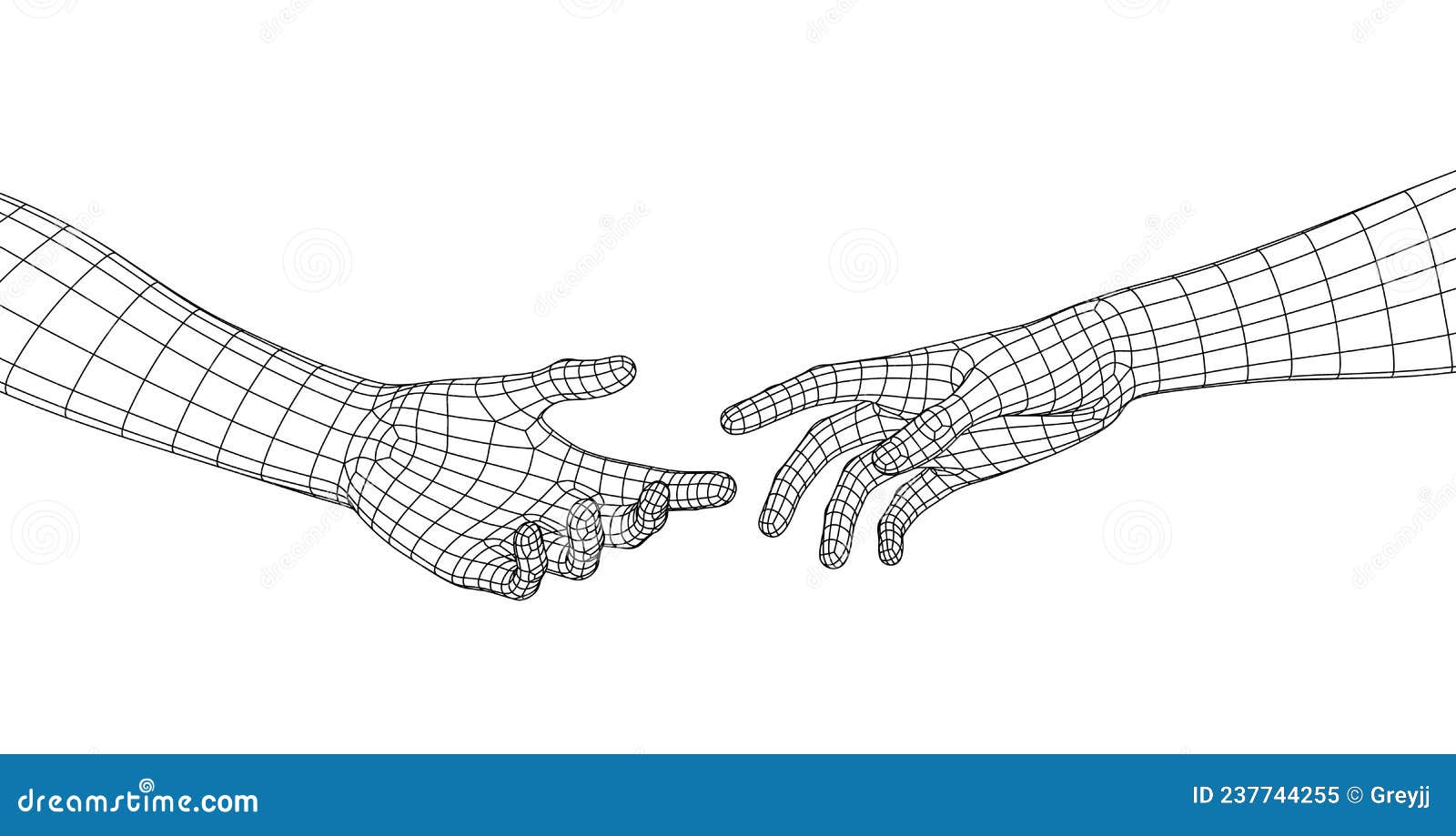 Polygonal Mesh or Wireframe Hands Reaching To Each Other Stock Vector ...