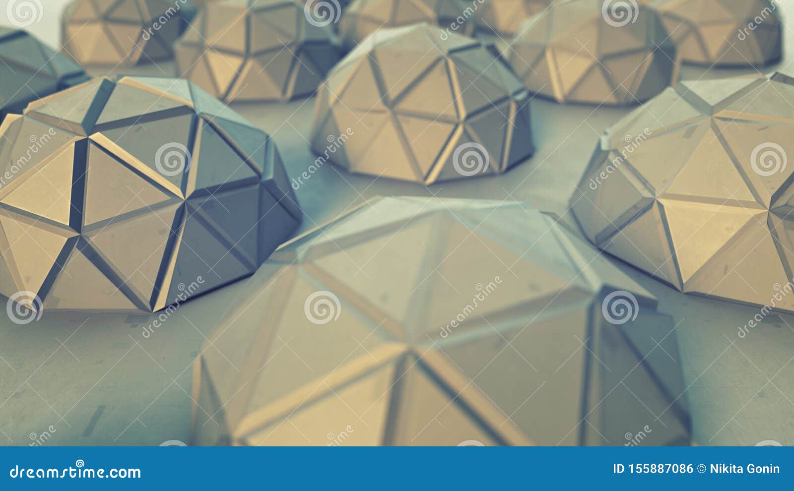 Polygonal Metal Objects Abstract 3D Render Illustration Stock ...