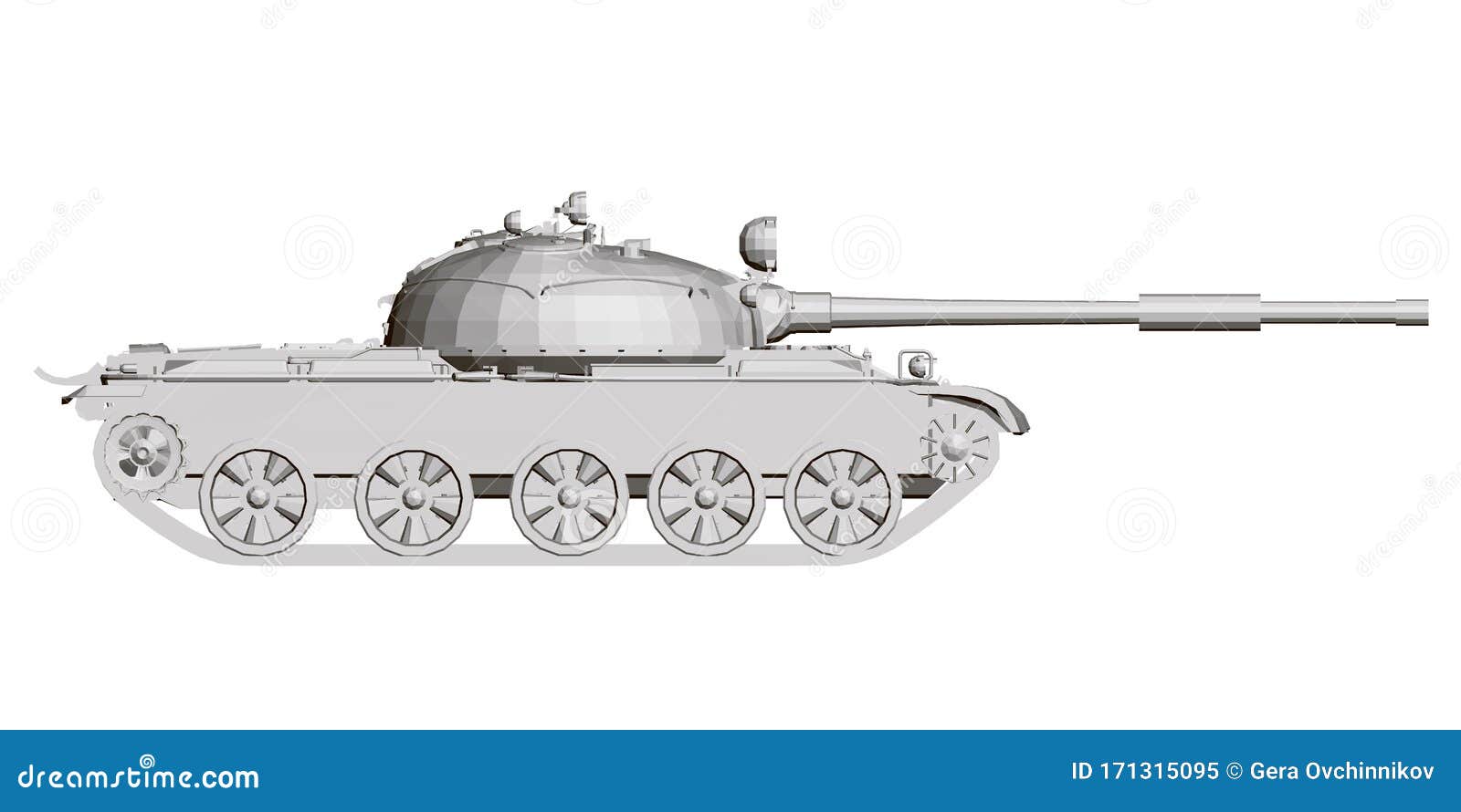 Polygonal Model of a Battle Tank. 3D. Side View Stock Vector ...