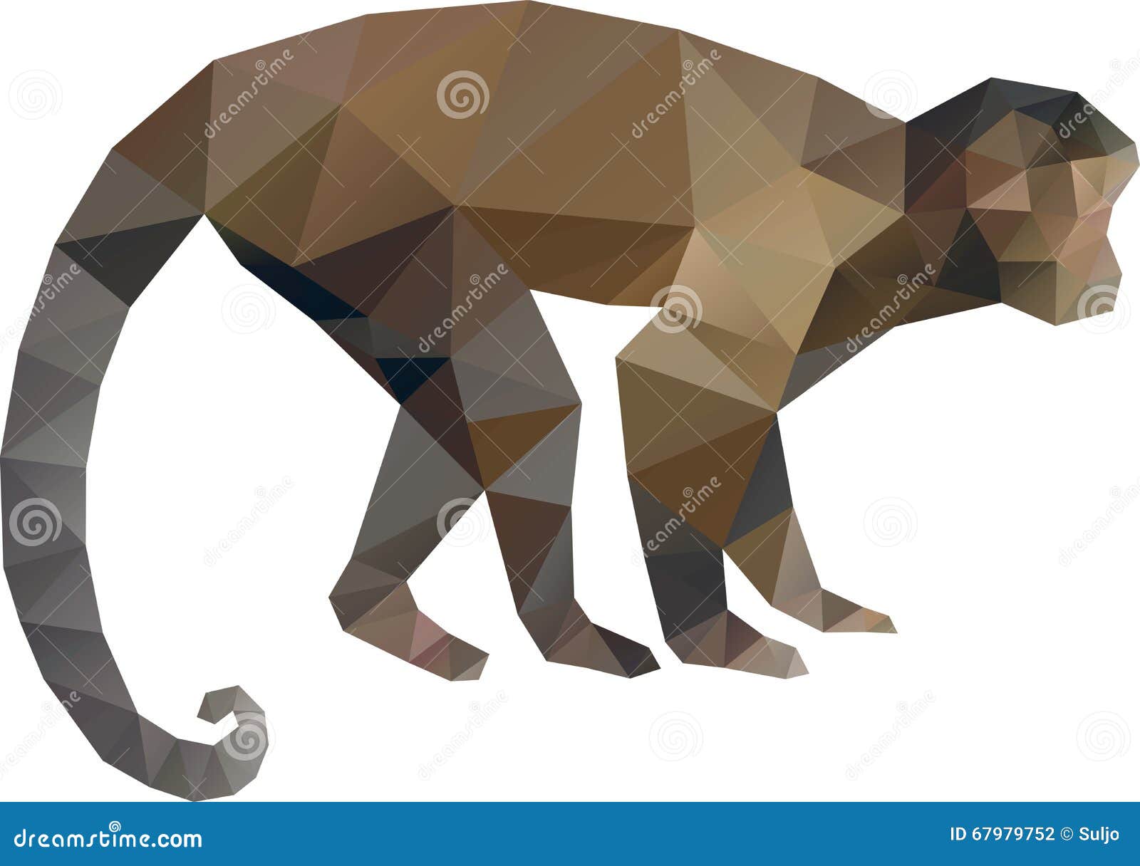 Polygonal Monkey stock illustration. Illustration of tail - 67979752