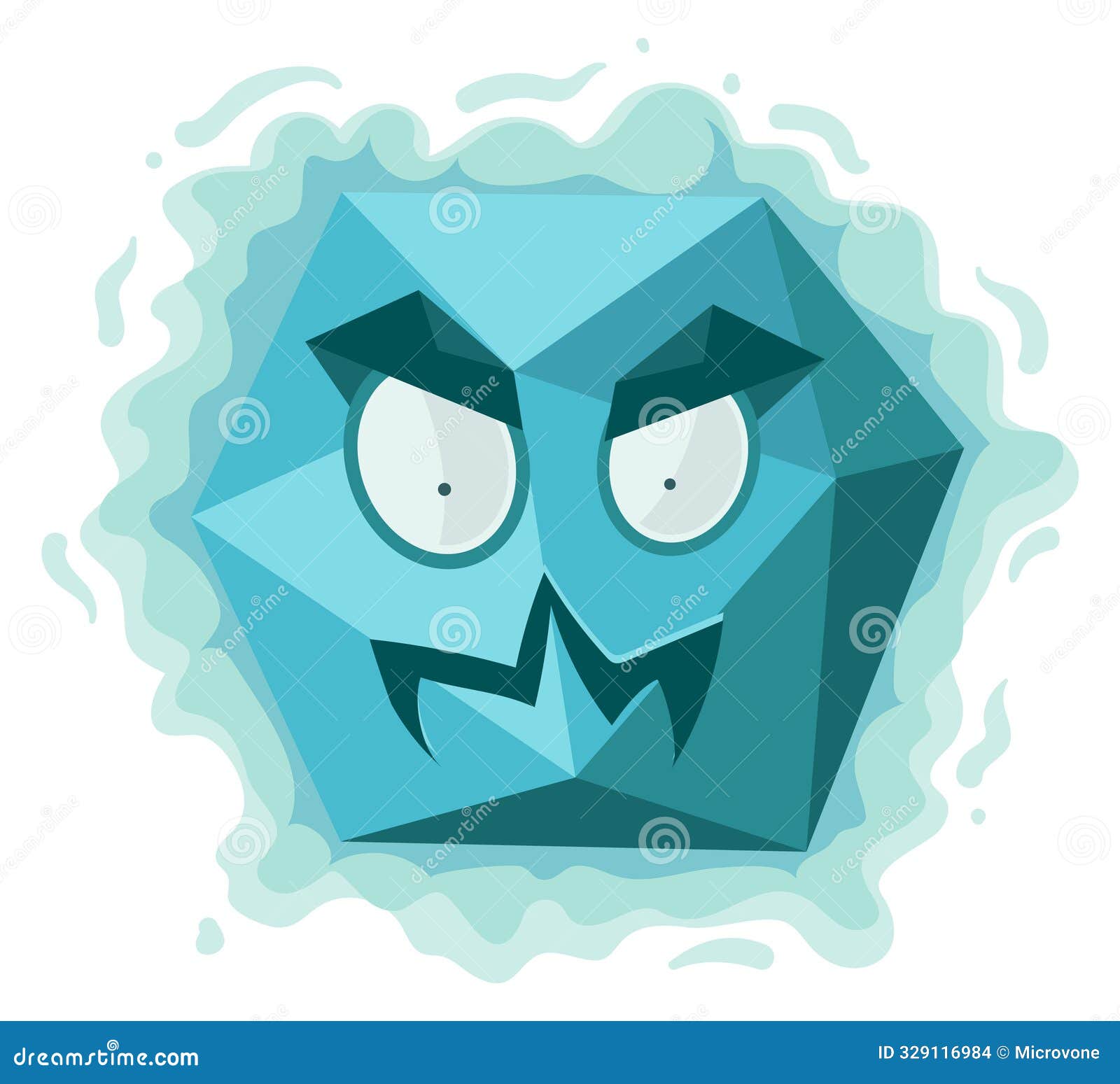 Polygonal Monster Face. Cartoon Evil Creature Head Stock Illustration ...