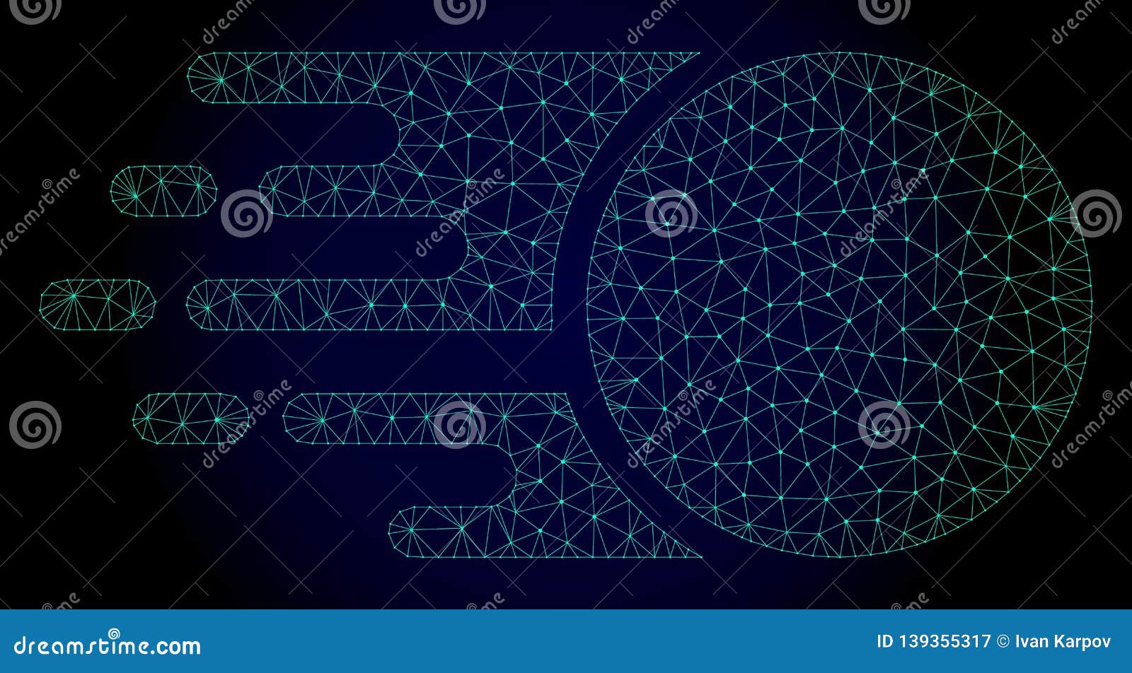 Moving Sphere Polygonal Frame Vector Mesh with Fast Motion Effect Stock ...