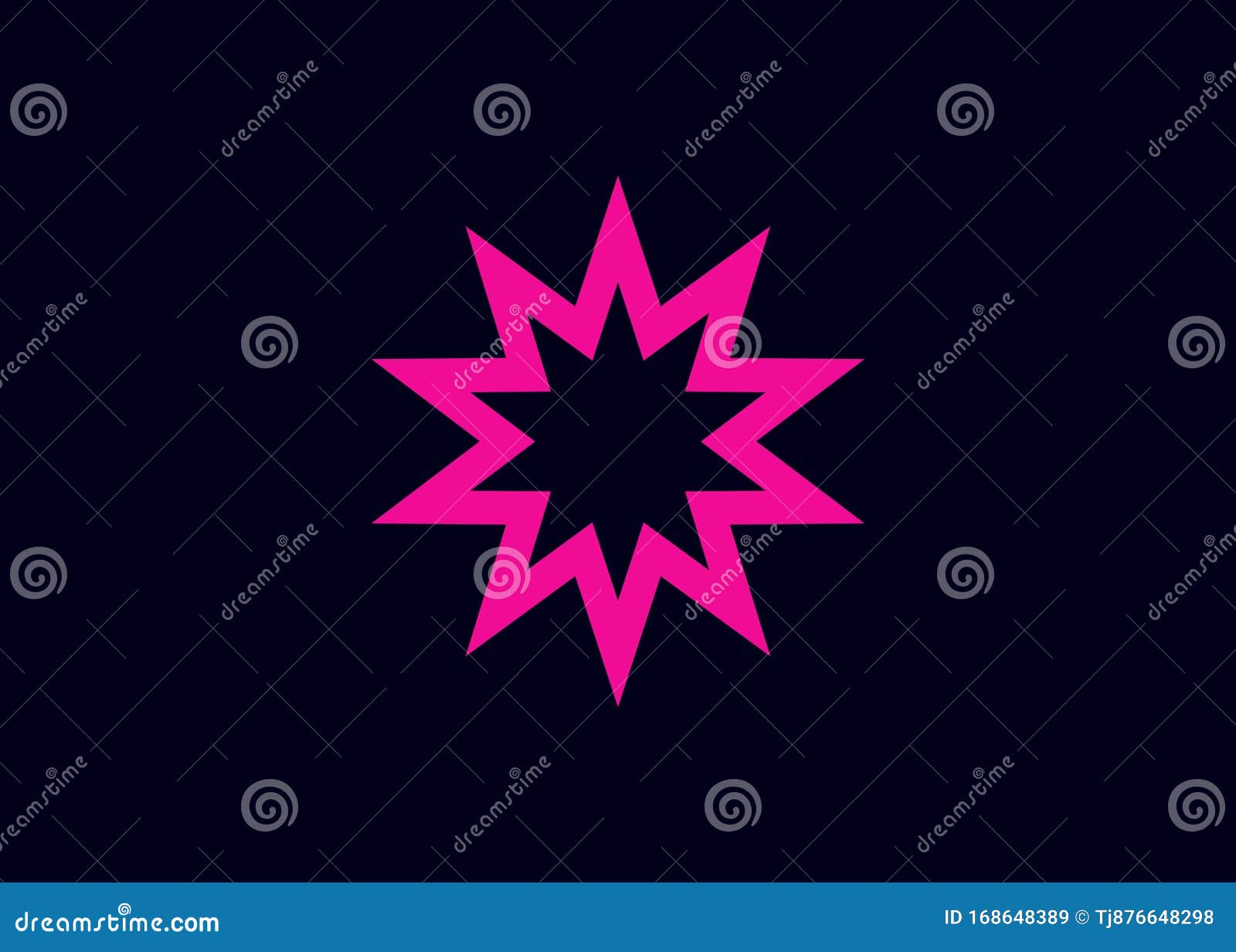 Polygonal Multiple Star Illustration. Fluorescent Pink Violet Polygonal ...