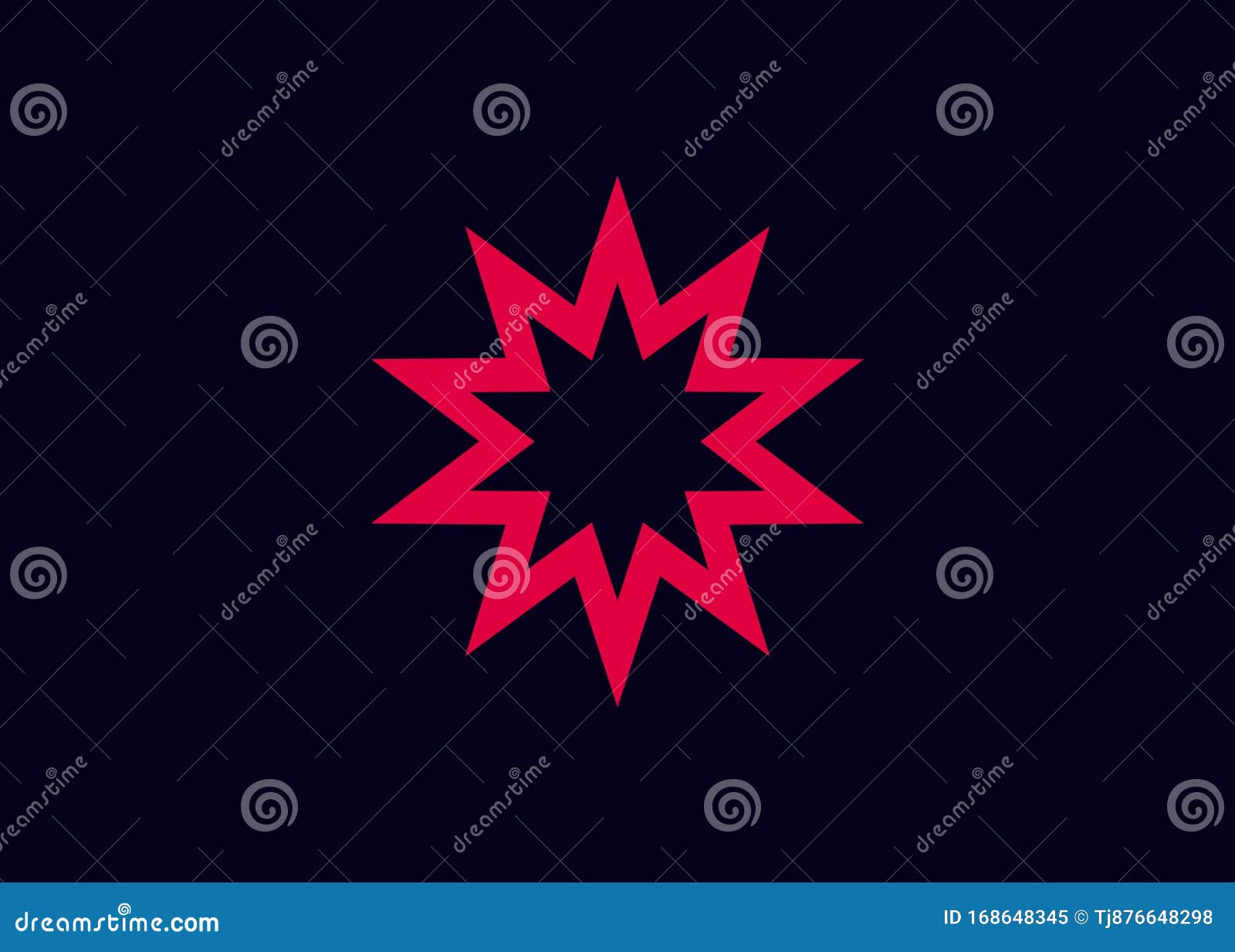 Polygonal Multiple Star Illustration. Fluorescent Red Polygonal ...