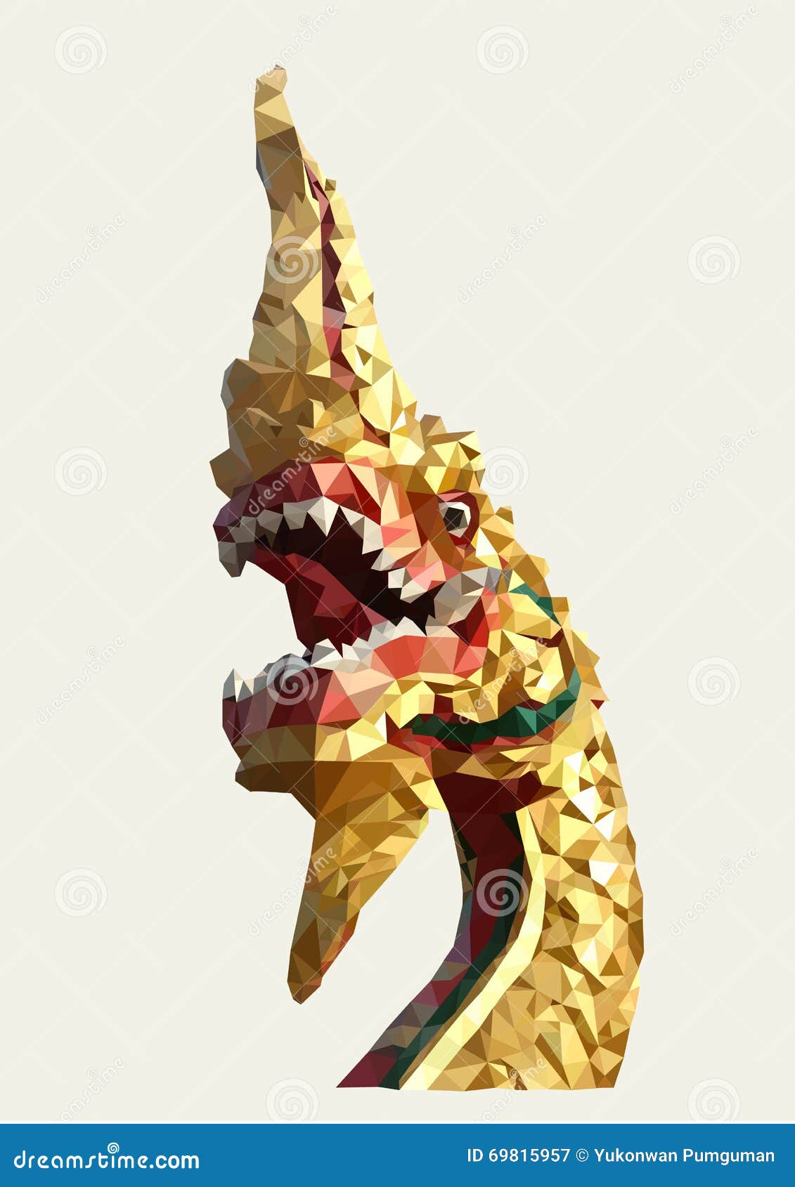 Polygonal Naga or Snake, Polygon Geometric Imaginative Animal Stock ...