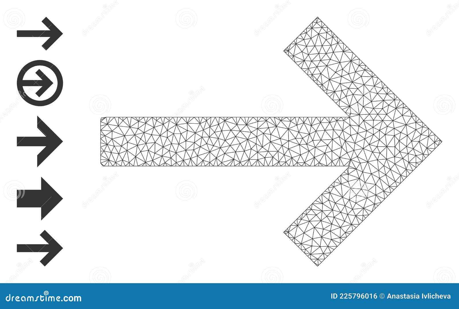 Polygonal Net Right Arrow Icon with Simple Pictograms Stock Vector ...