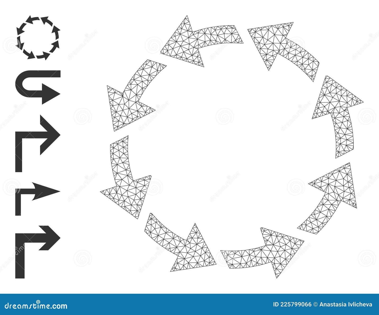 Polygonal Net Rotate Ccw Icon with Simple Pictograms Stock Vector ...