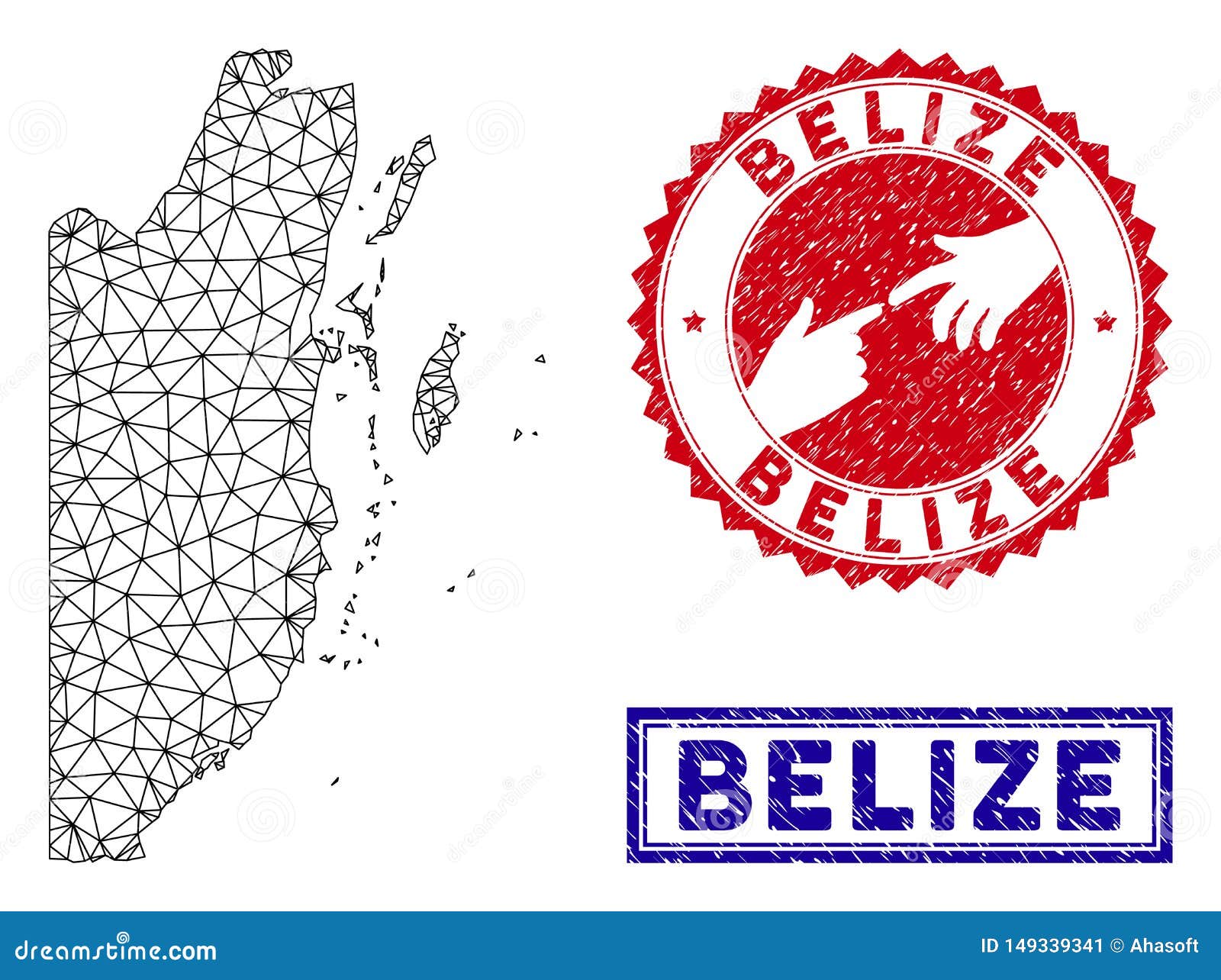 Belize Set Of Stamps. Travel Stamp. Made In Product. Design Seals Old ...