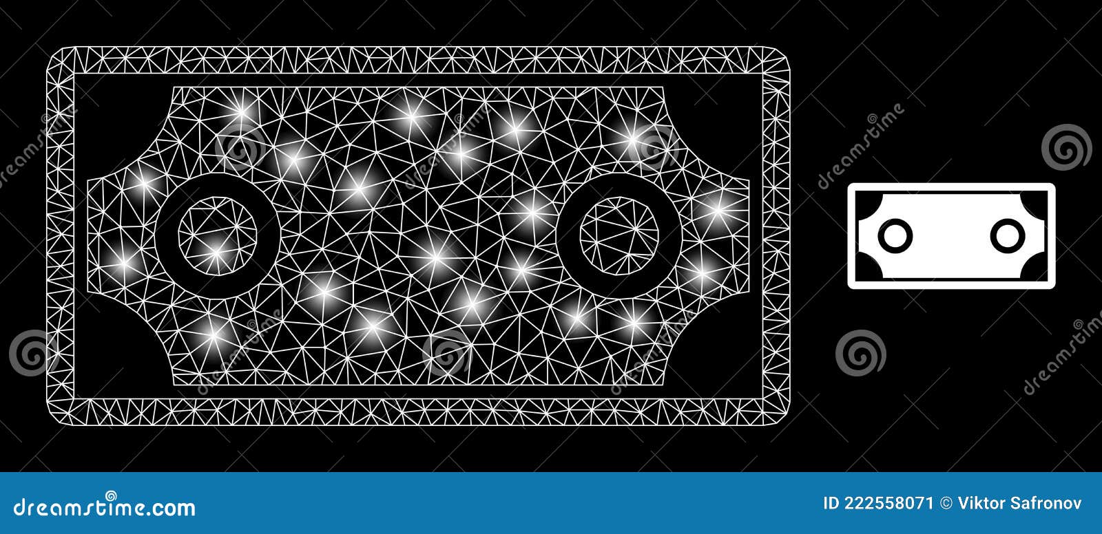 Polygonal Network Mesh Banknote Template with Glare Spots Stock Vector ...