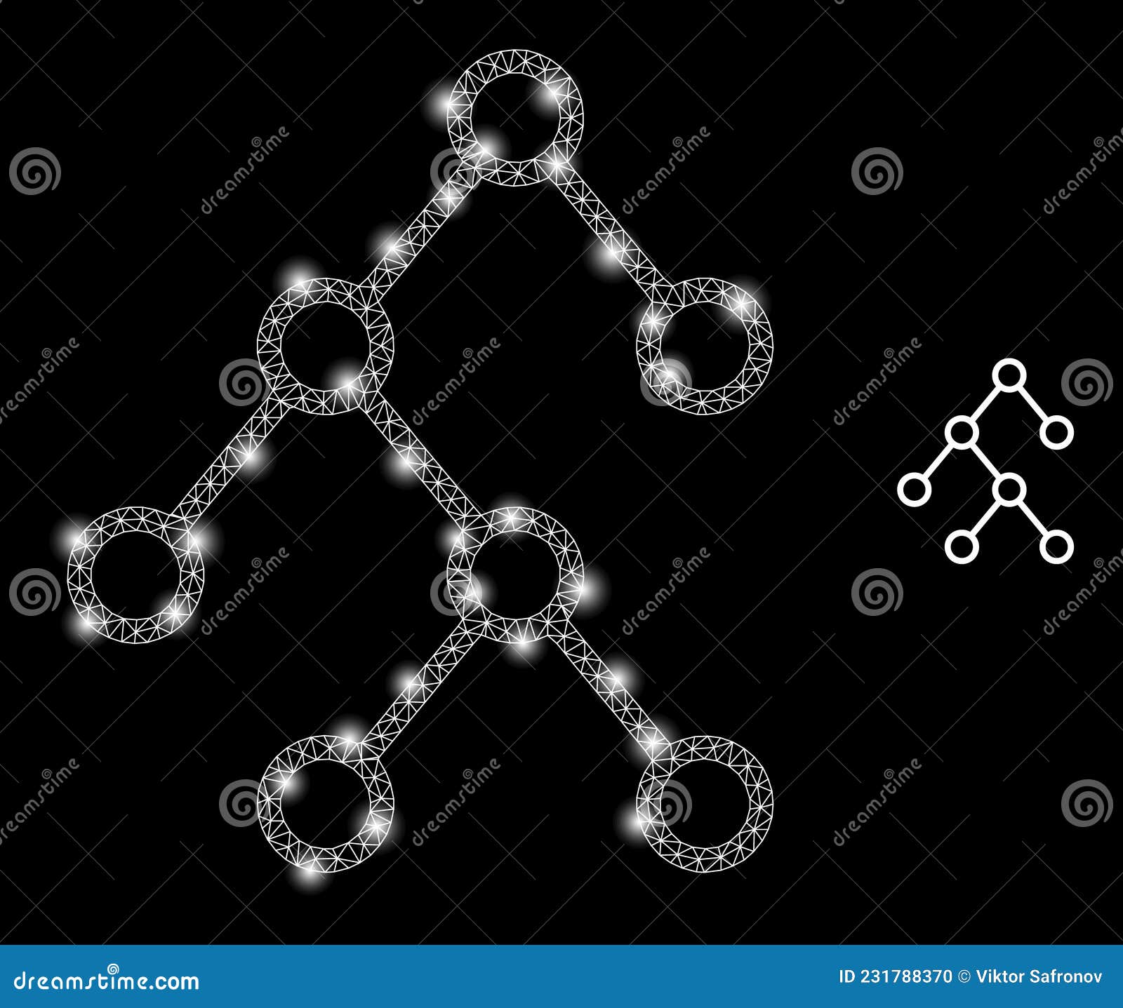Polygonal Network Mesh Binary Chart Links with Lightspots Stock Vector ...