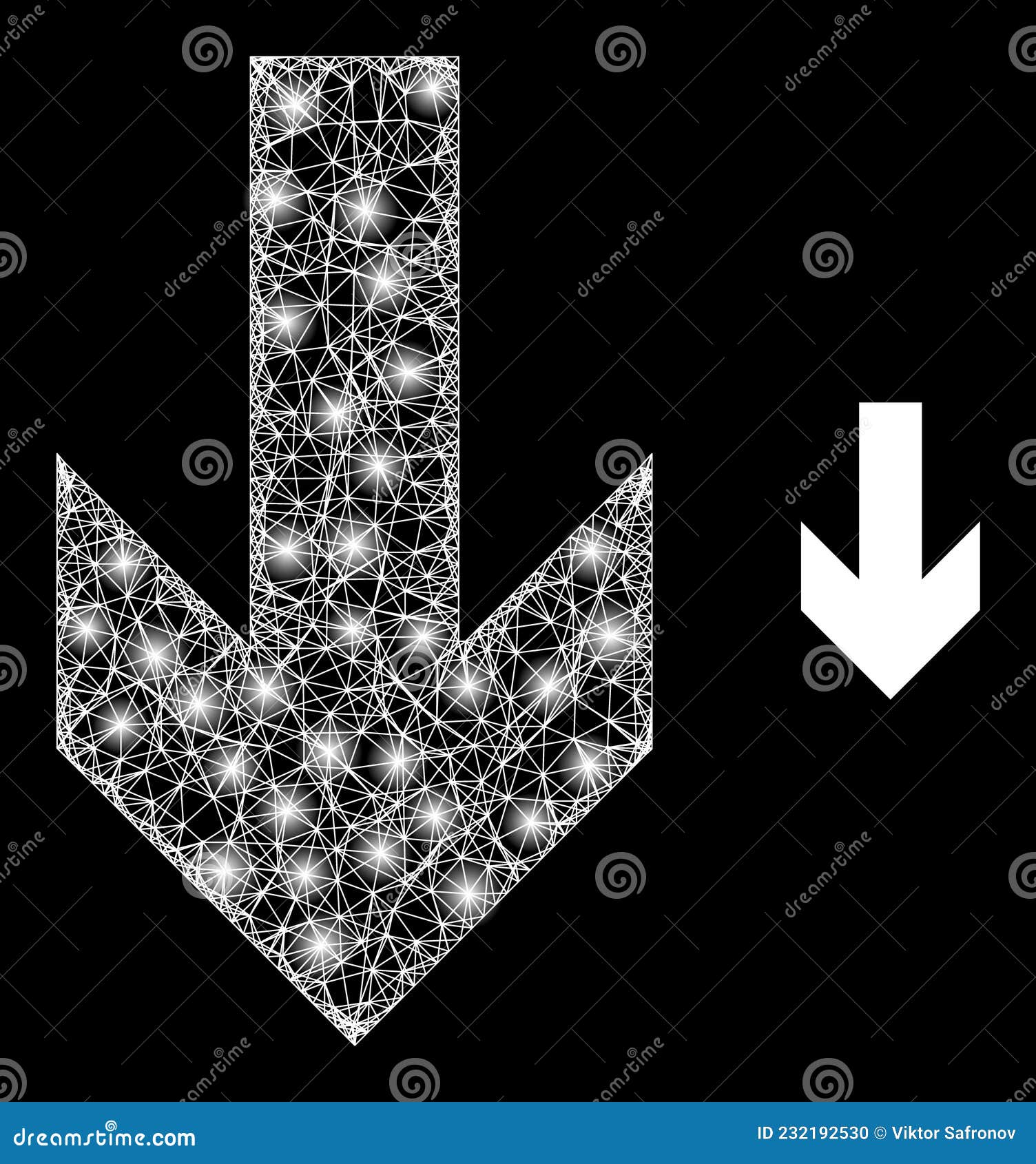 Polygonal Network Mesh Down Arrow Direction with Magic Stock Vector ...