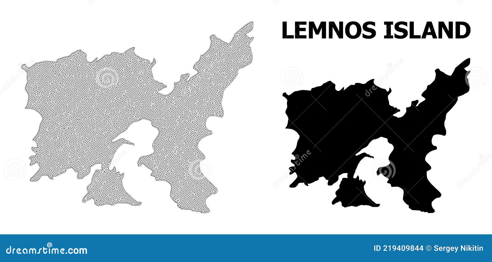 Polygonal Network Mesh High Detail Vector Map of Lemnos Island ...