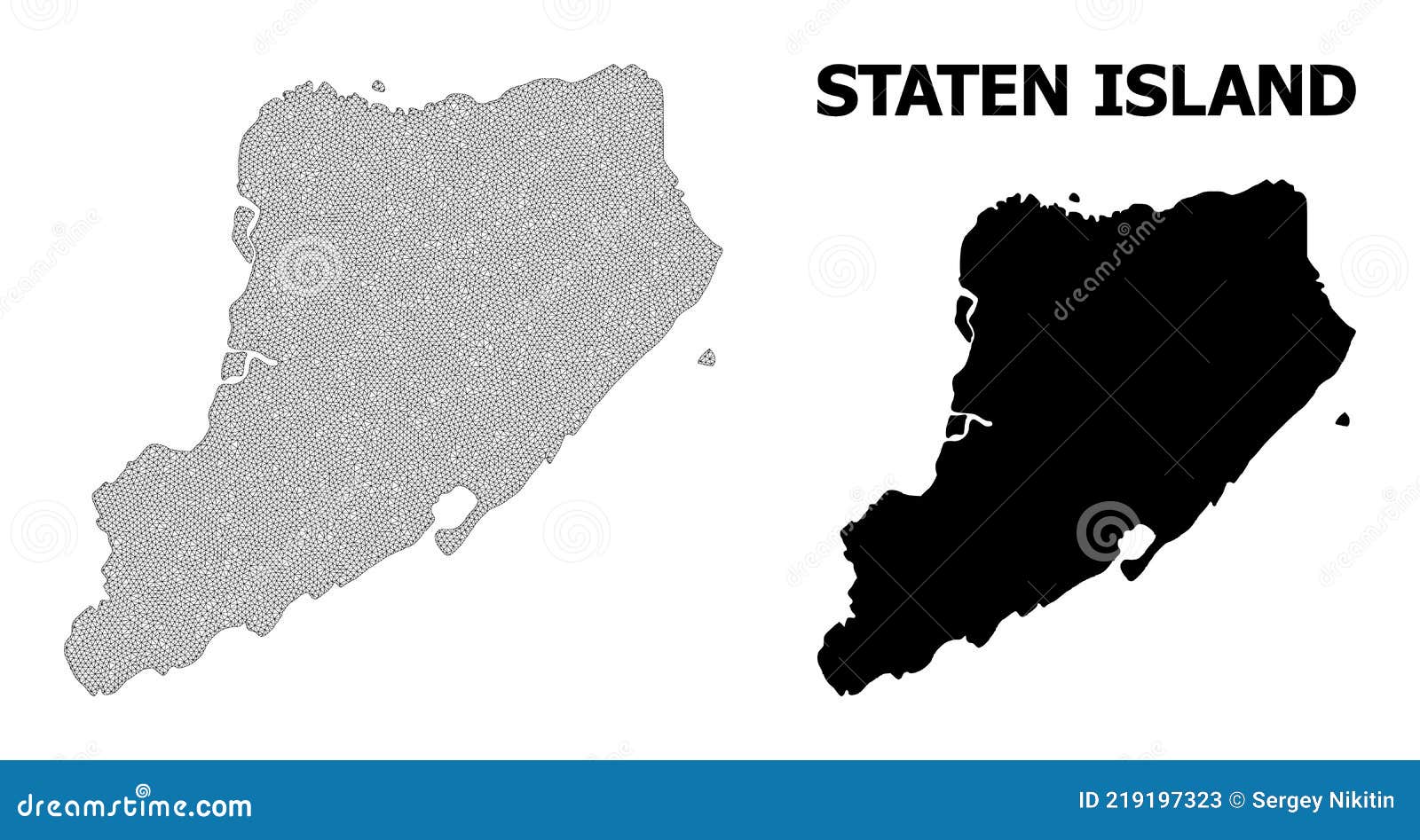 Polygonal Network Mesh High Detail Vector Map of Staten Island ...