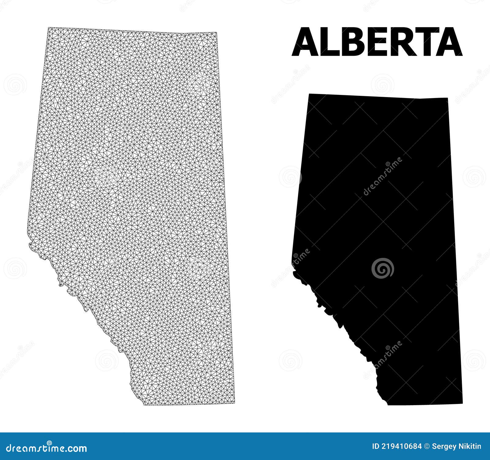 Polygonal Network Mesh High Resolution Vector Map of Alberta Province ...