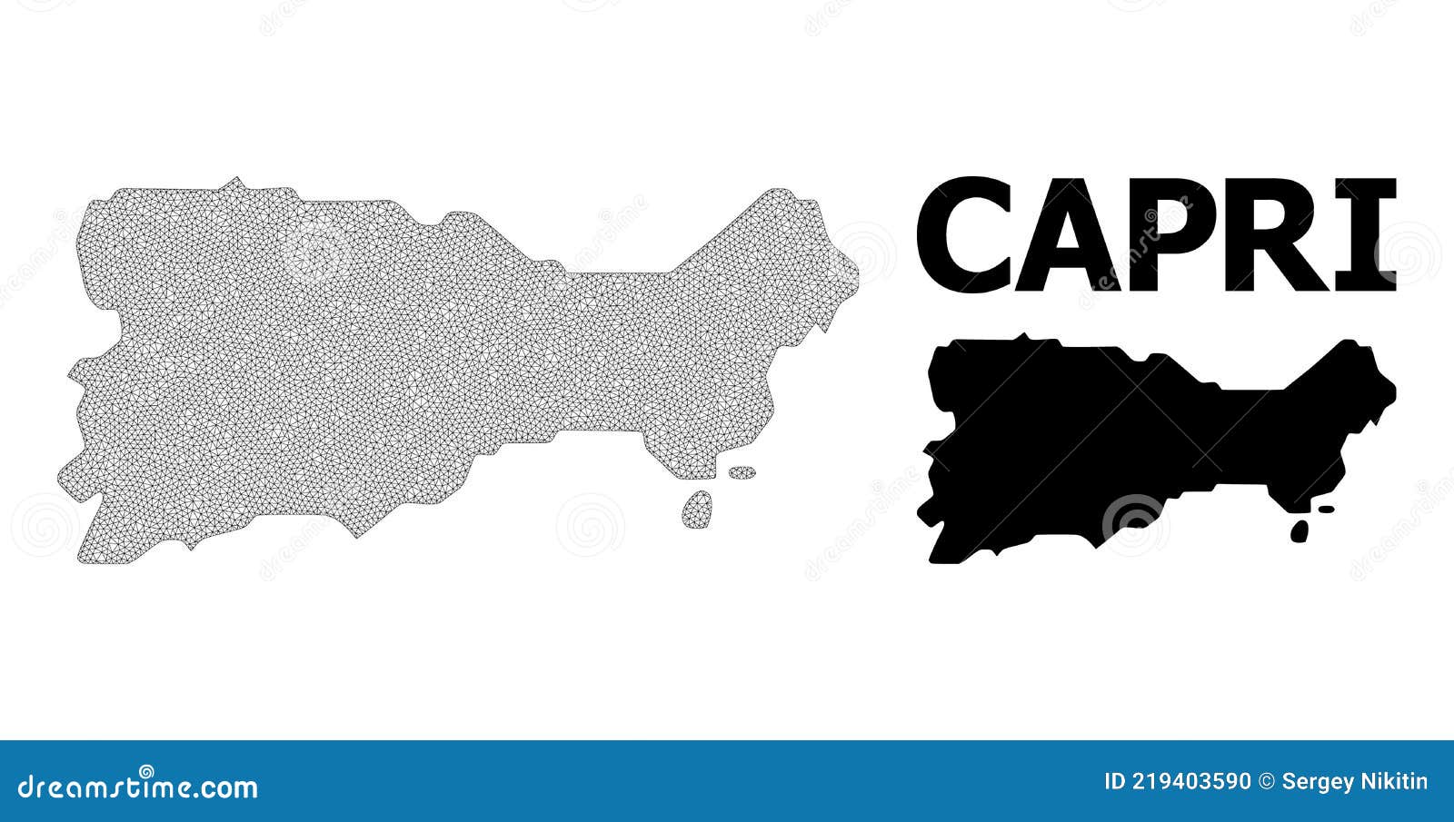 Polygonal Network Mesh High Resolution Vector Map of Capri Island ...