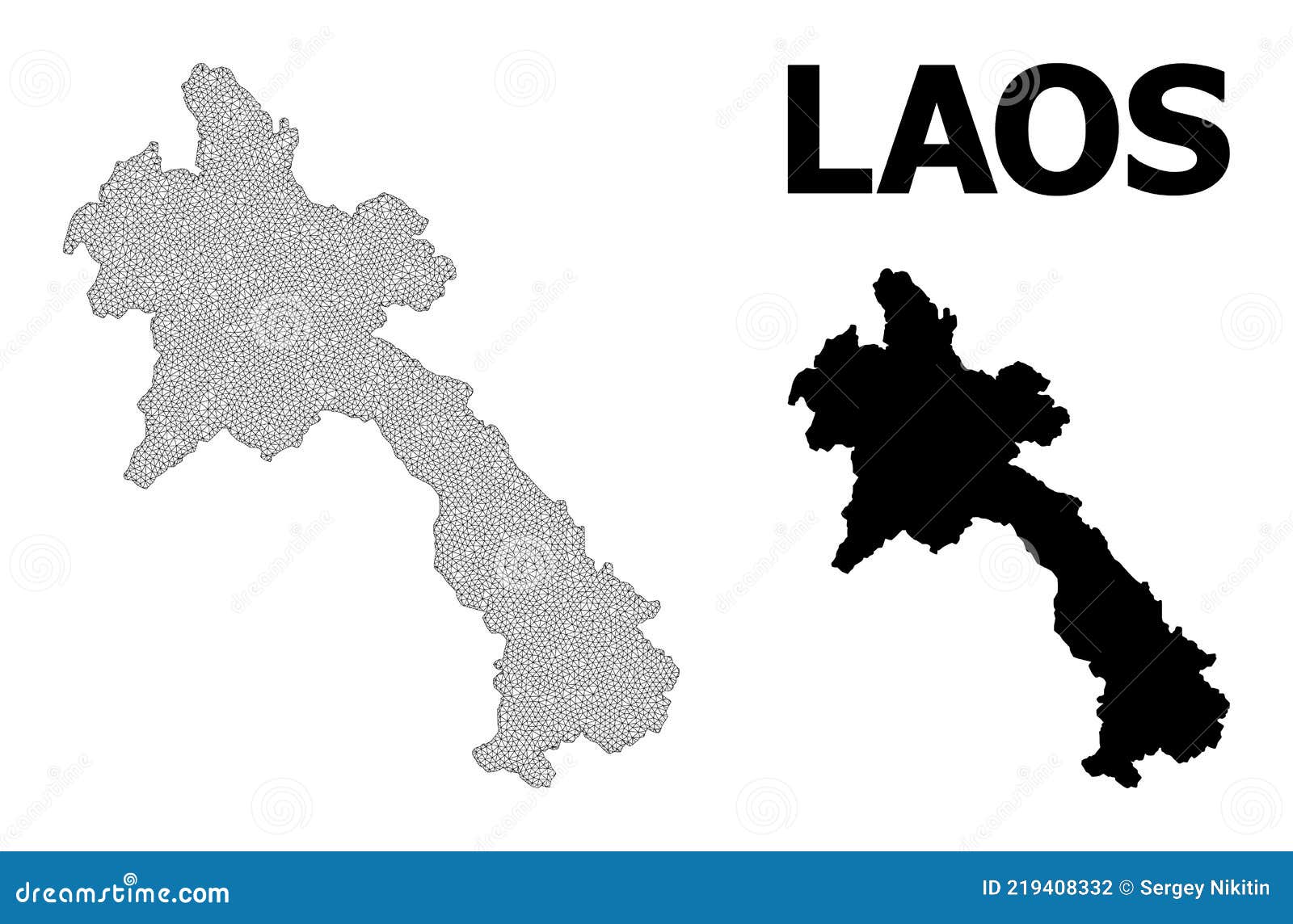 Polygonal Network Mesh High Resolution Vector Map of Laos Abstractions ...
