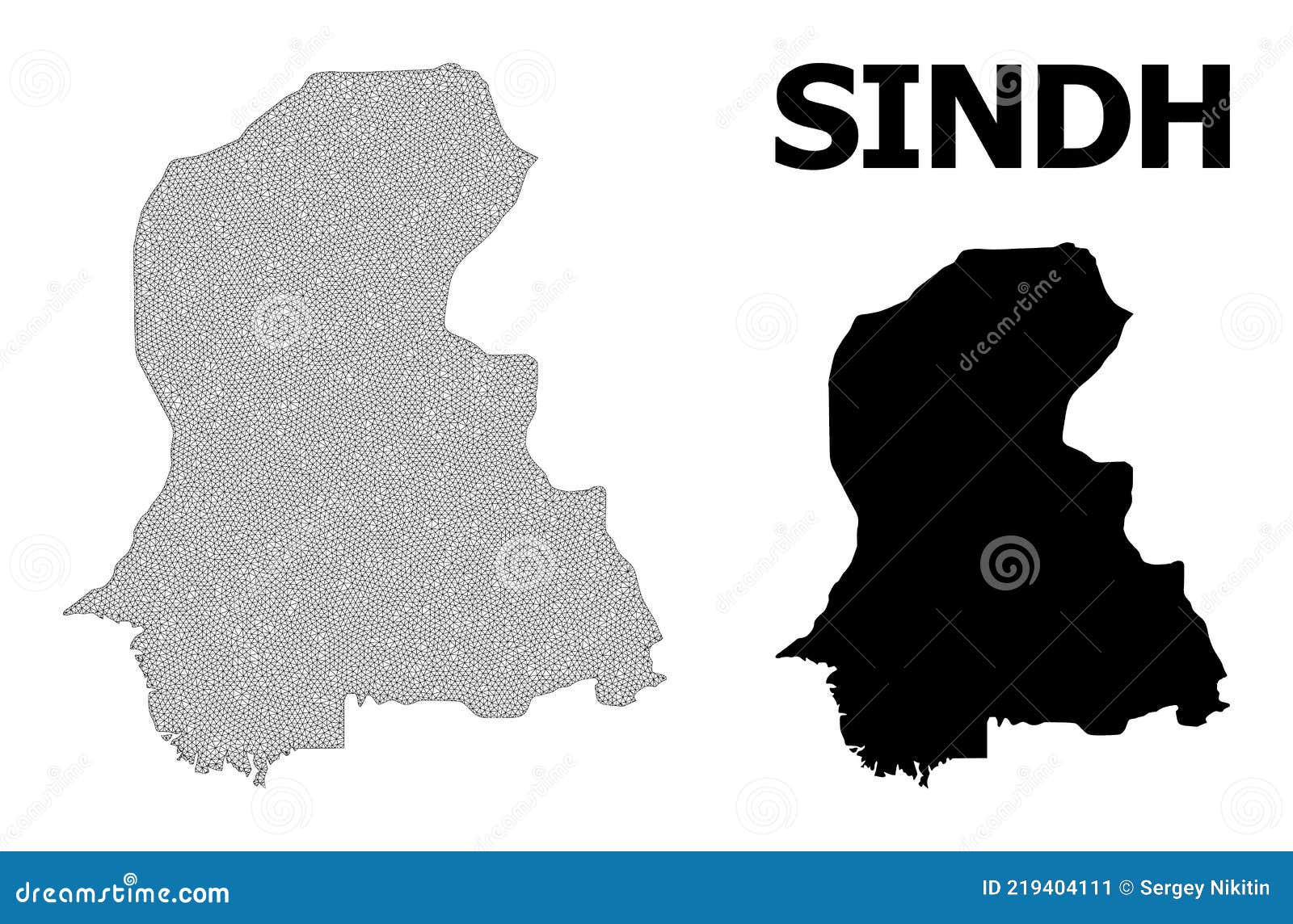 Polygonal Network Mesh High Resolution Vector Map of Sindh Province ...