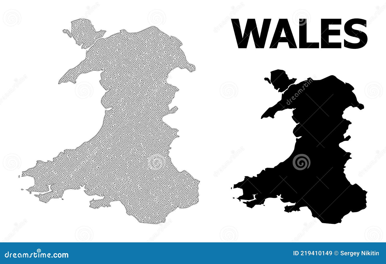 Polygonal Network Mesh High Resolution Vector Map of Wales Abstractions ...