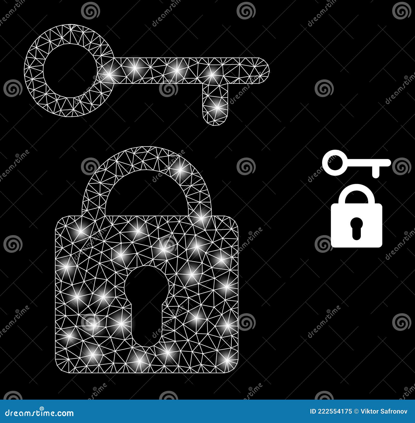 Polygonal Network Mesh Lock Key with Magic Stock Vector - Illustration ...