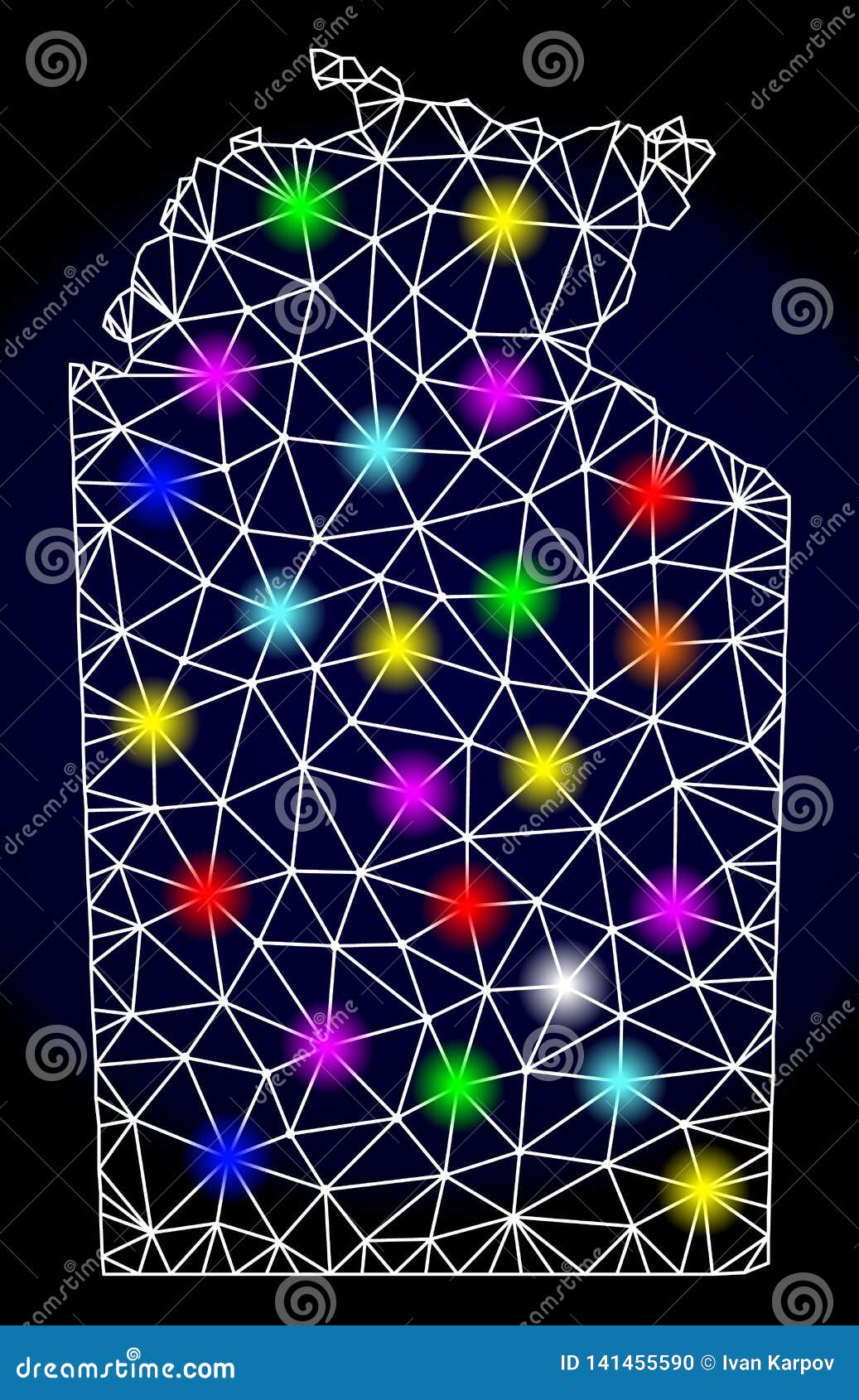 Polygonal Network Mesh Map of Australian Northern Territory with ...