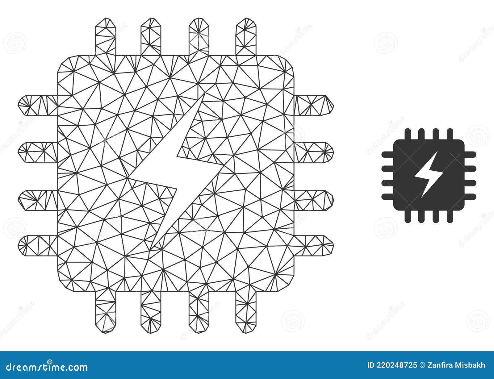 Polygonal Network Mesh Power Chip Icon Stock Vector - Illustration of ...