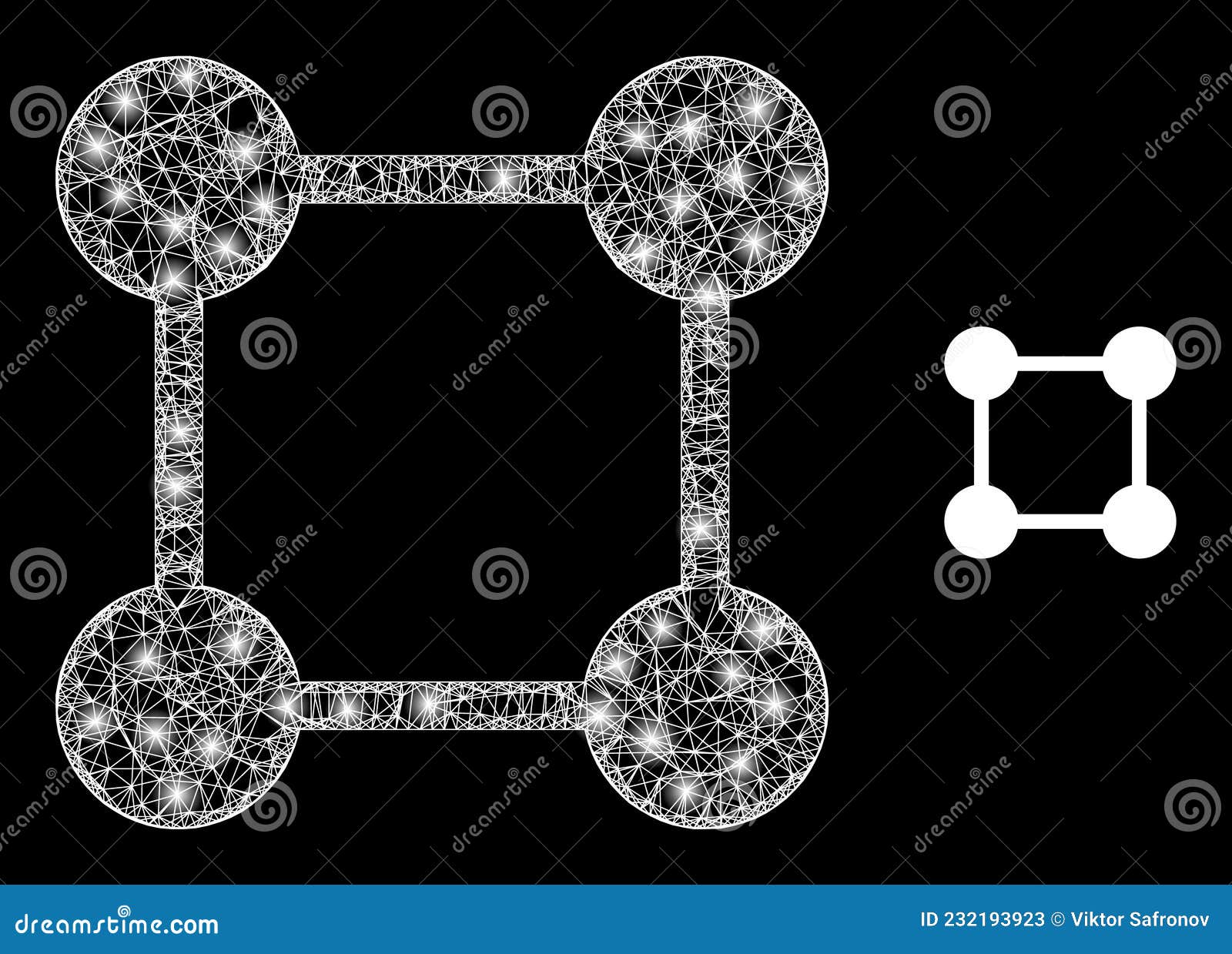 Polygonal Network Mesh Square Grid Centers with Magic Stock Vector ...