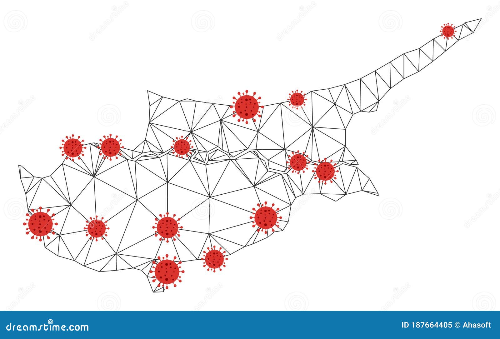 Polygonal Network Mesh Vector Cyprus Countries Map with Coronavirus ...