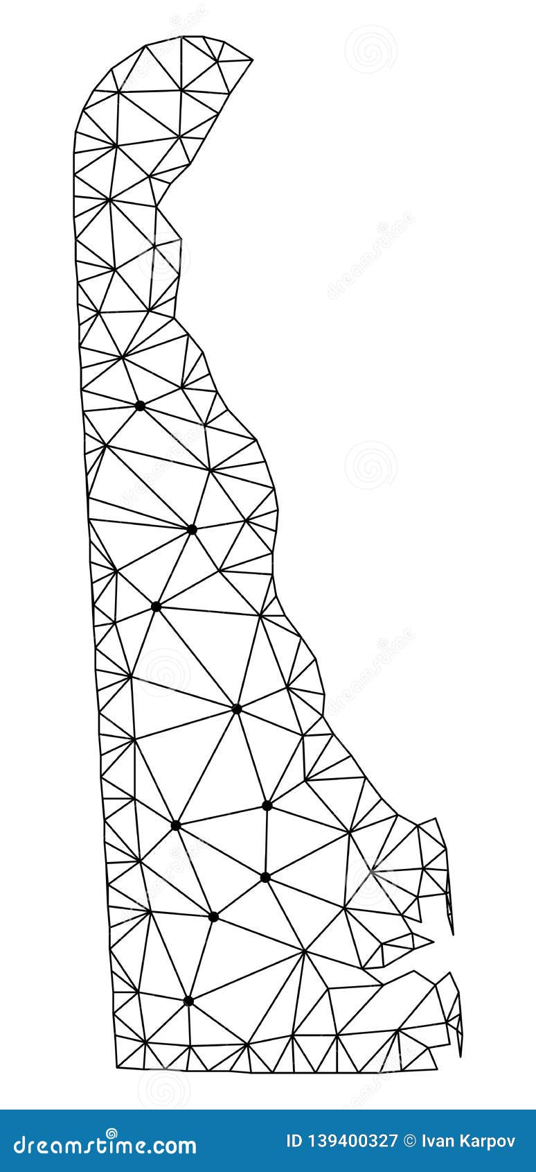 Polygonal Network Mesh Vector Map of Delaware State Stock Vector ...