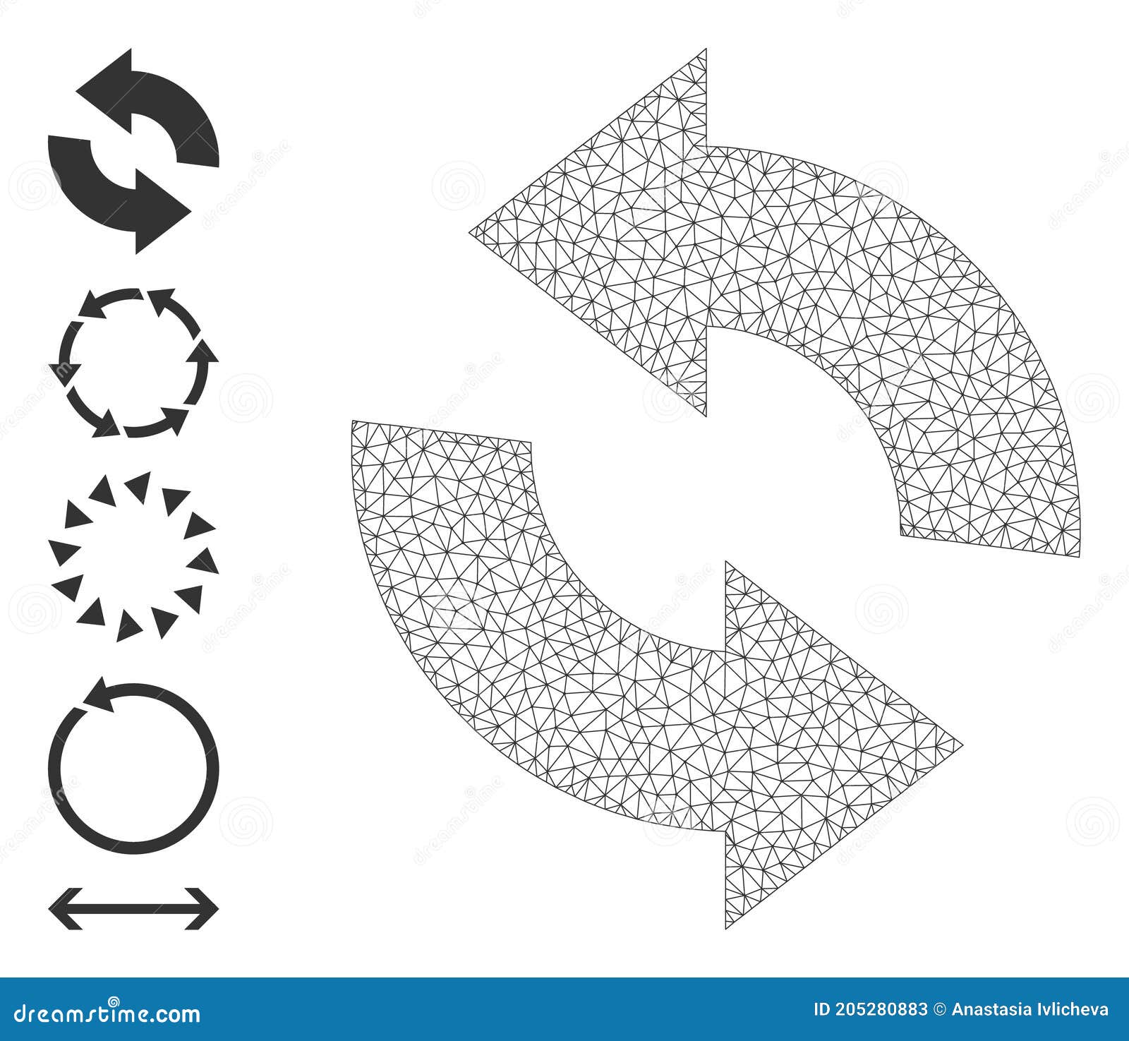 Polygonal Network Refresh Icon with Simple Glyphs Stock Vector ...