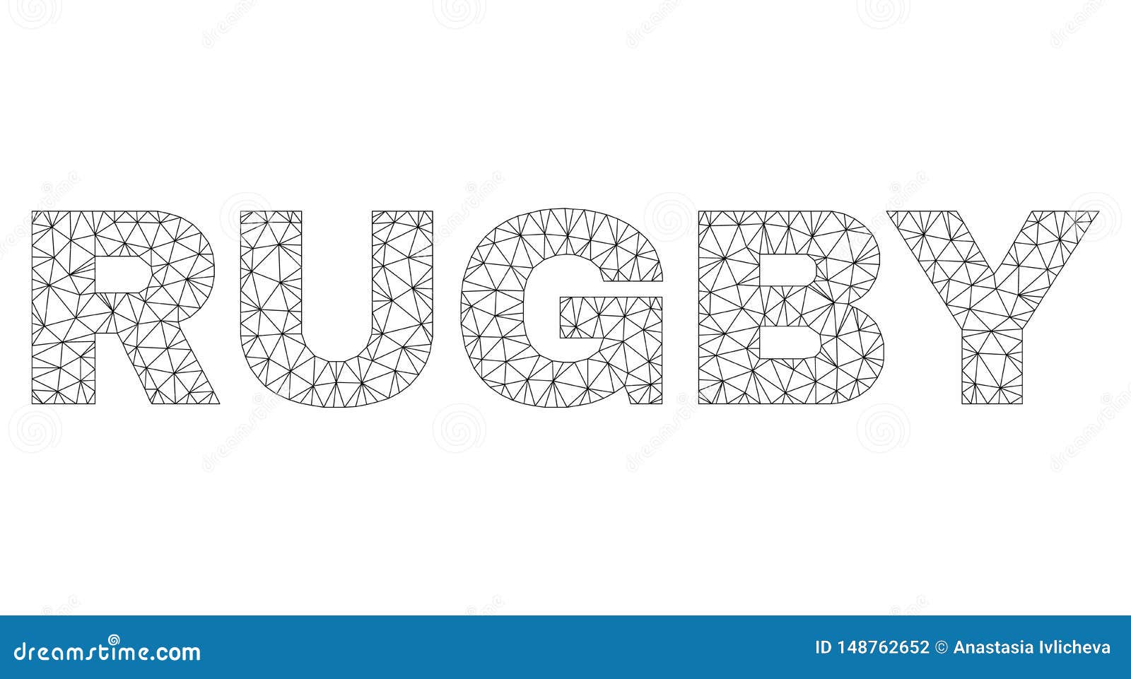 Polygonal Network RUGBY Text Caption Stock Vector - Illustration of ...
