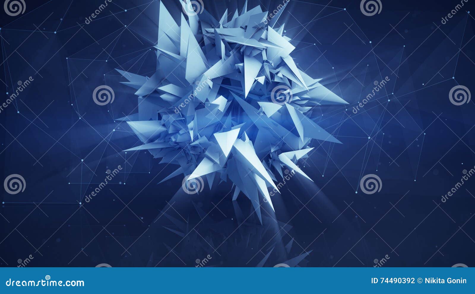 Polygonal Network Shape Abstract 3D Render Stock Illustration ...