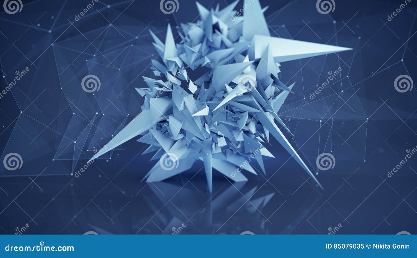 Polygonal Network Shape Abstract 3D Render Stock Illustration ...