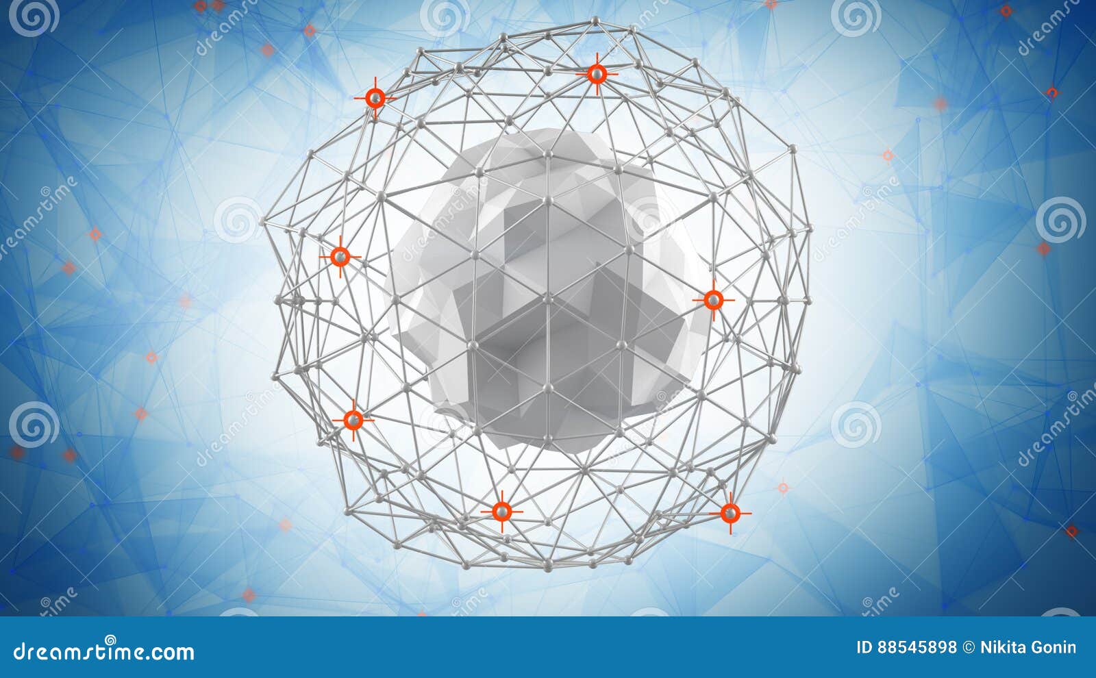 Polygonal Network Shape. Abstract 3D Render Stock Illustration ...