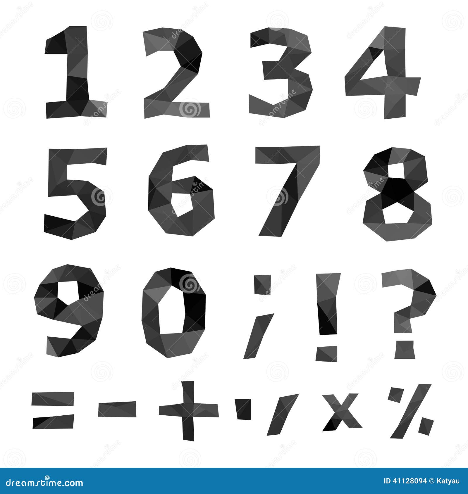 Polygonal number set. stock vector. Illustration of glossy - 41128094