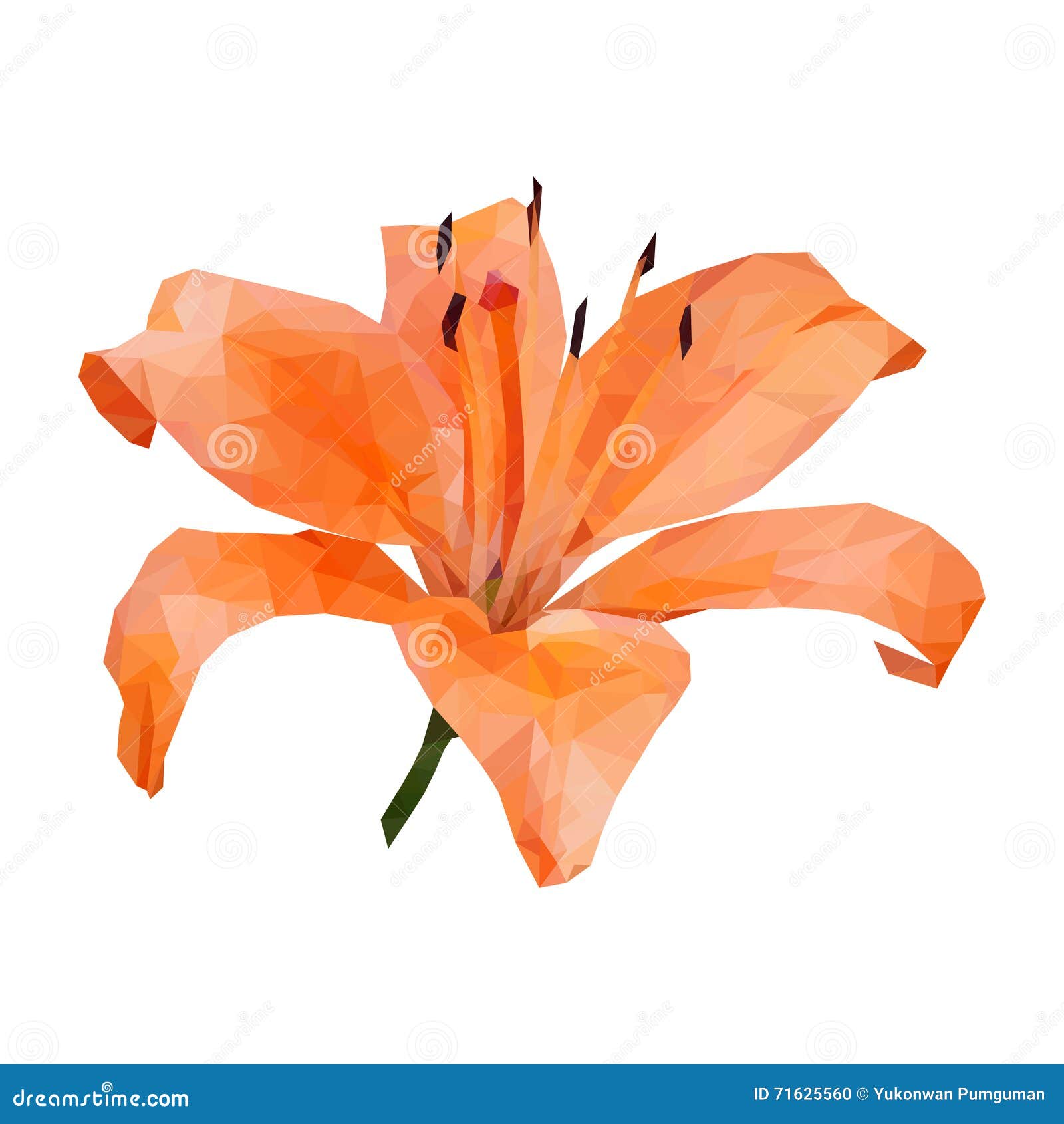 Polygonal Orange Lily, Polygon Triangle Flower, Vector Stock Vector ...