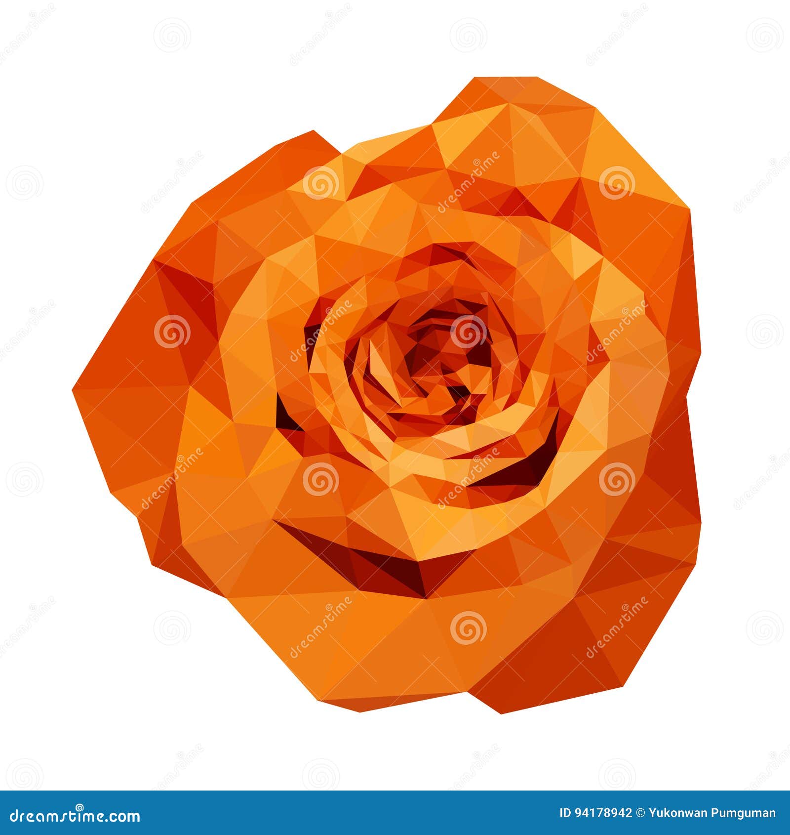 Polygonal Orange Rose, Isolated Polygon Flower, Vector Stock Vector ...