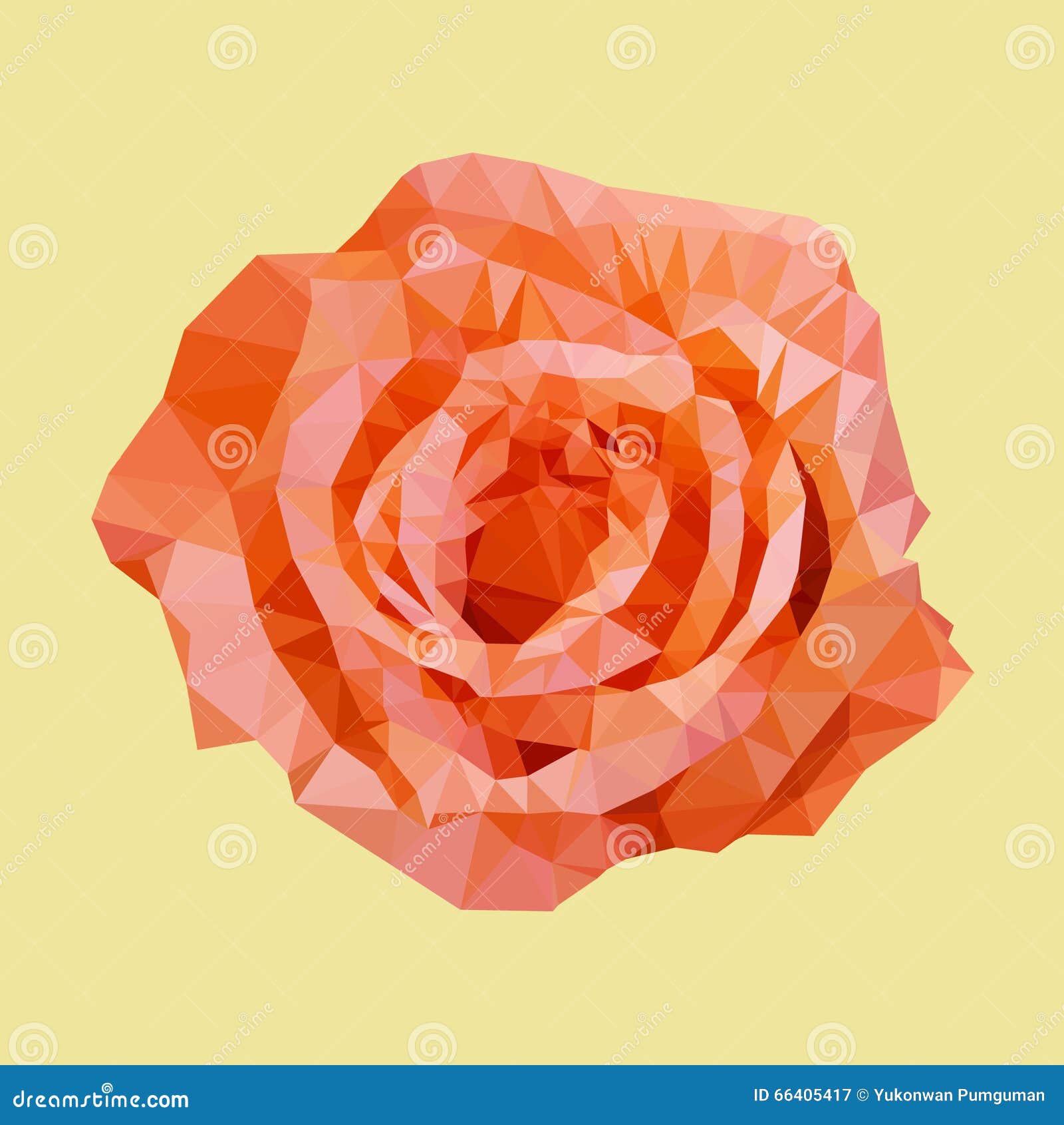 Polygonal Orange Rose, Polygon Triangle Flower, Vector Stock Vector ...