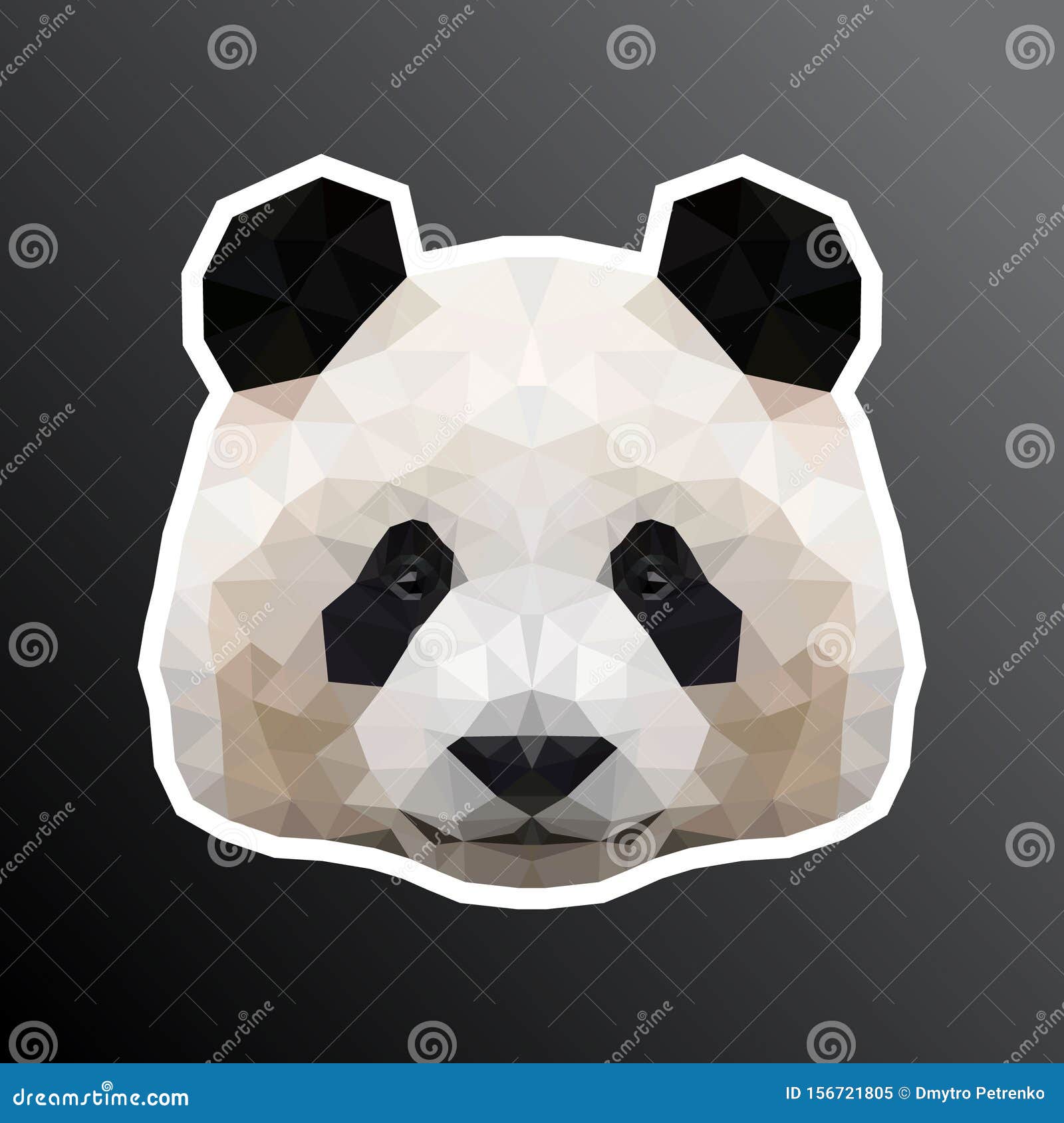 Polygonal Panda Face Sticker Stock Vector - Illustration of icon, flat ...