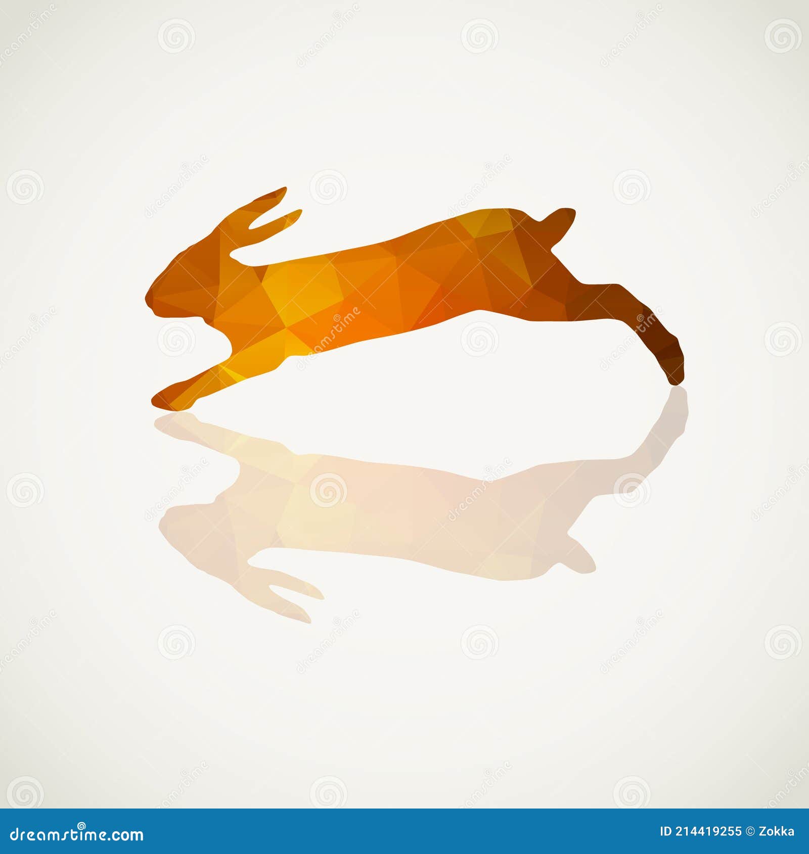 Polygonal Pattern with Rabbit Running on a White Background. Vector ...