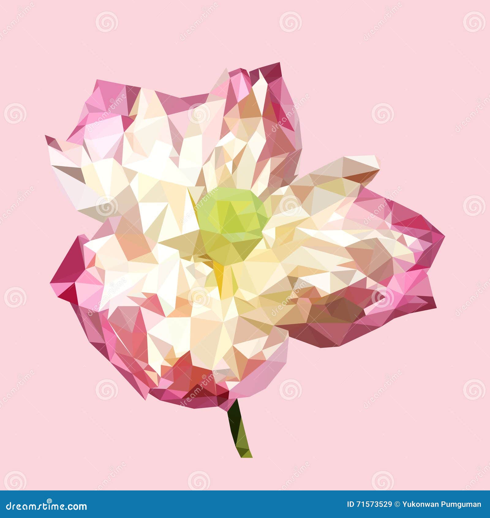 Polygonal Pink Lotus, Polygon Triangle Flower, Vector Stock Vector ...