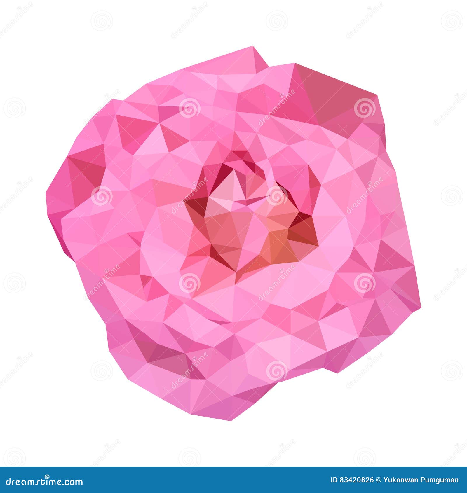 Polygonal Pink Rose, Poly Low Abstract Flower, Vector Stock Vector ...