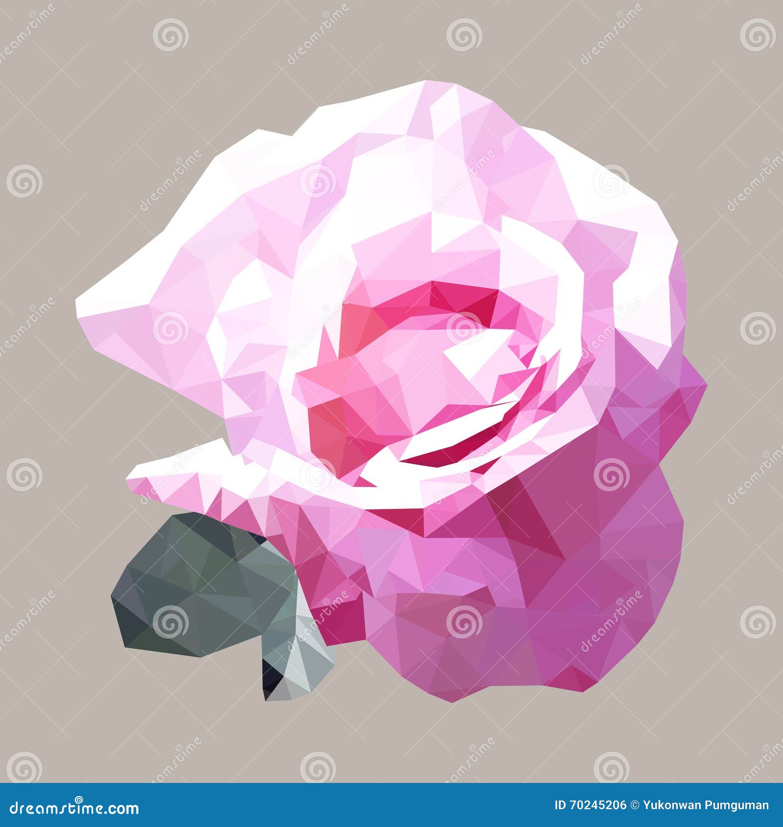 Polygonal Pink Rose, Polygon Geometric Flower, Vector Stock Vector ...