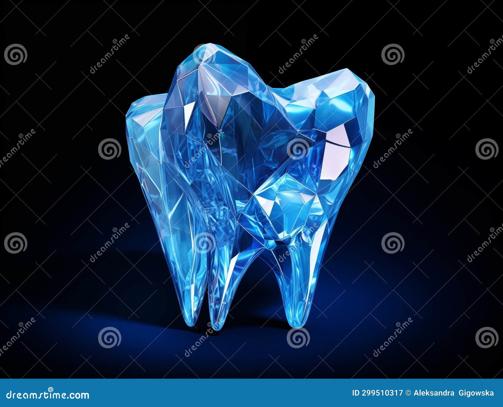 Polygonal Polished Tooth Over Dark Blue Background. Generative AI Stock ...