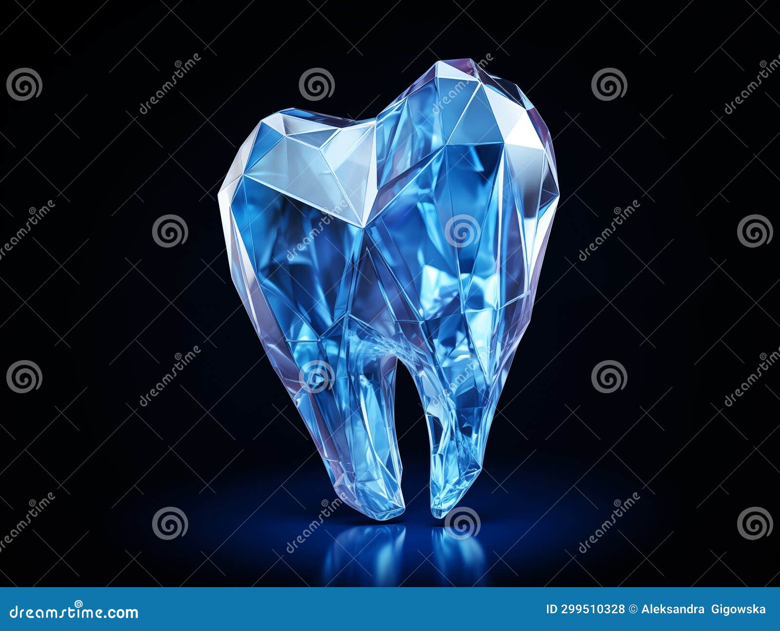 Polygonal Polished Tooth Over Dark Blue Background. Generative AI Stock ...
