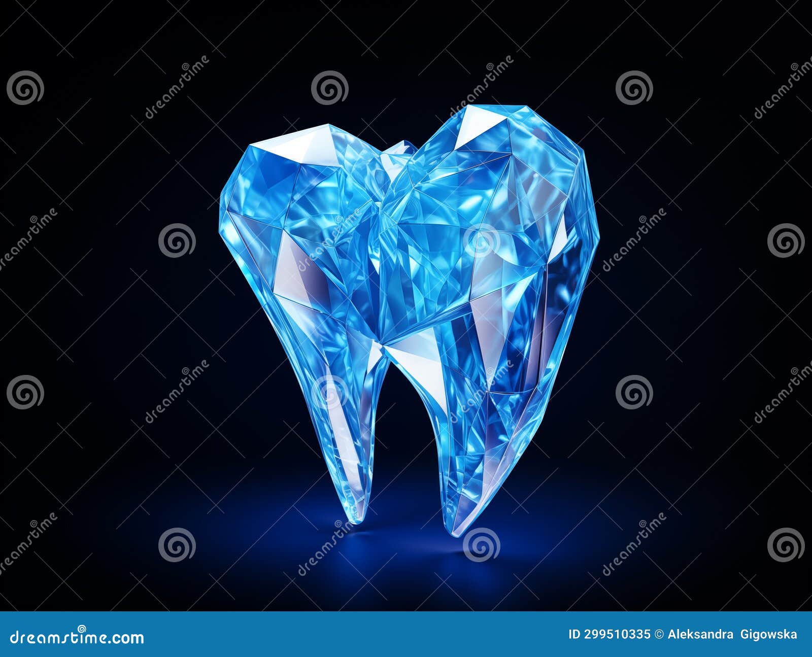 Polygonal Polished Tooth Over Dark Blue Background. Generative AI Stock ...